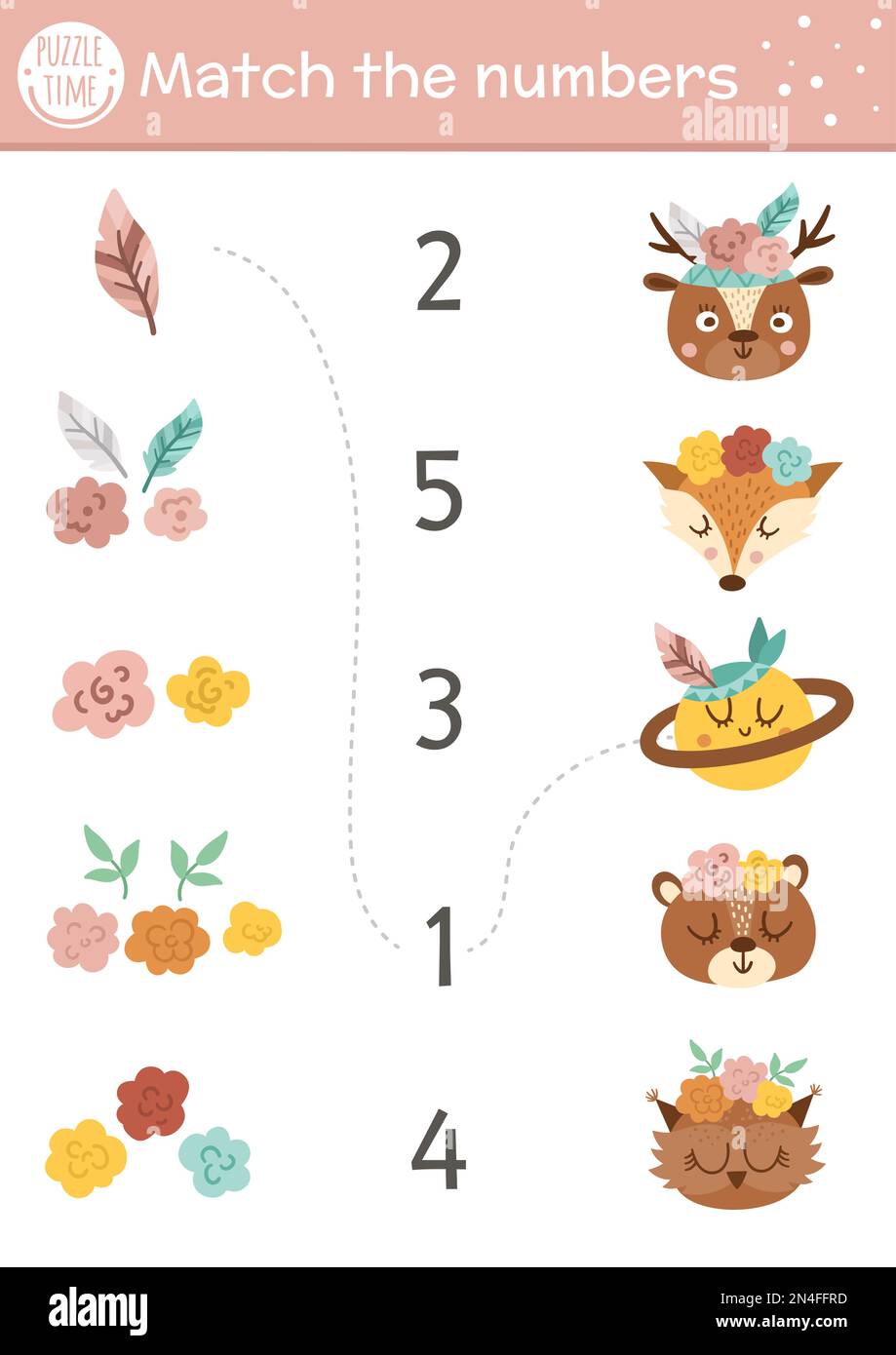 Mothers day matching game with cute boho animals and head decoration ...