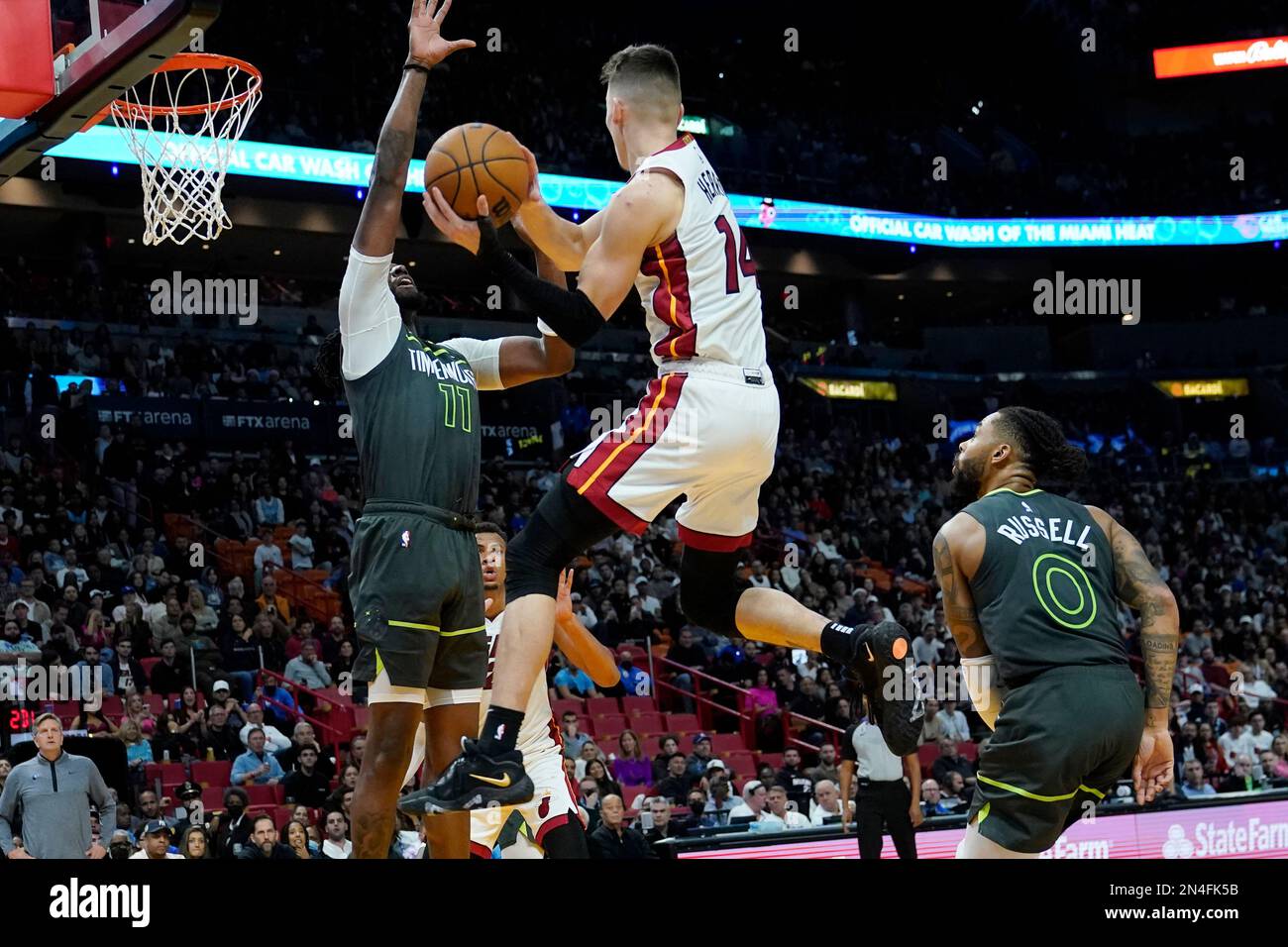 Miami Heat guard Tyler Herro (14) looks to pass as Minnesota ...