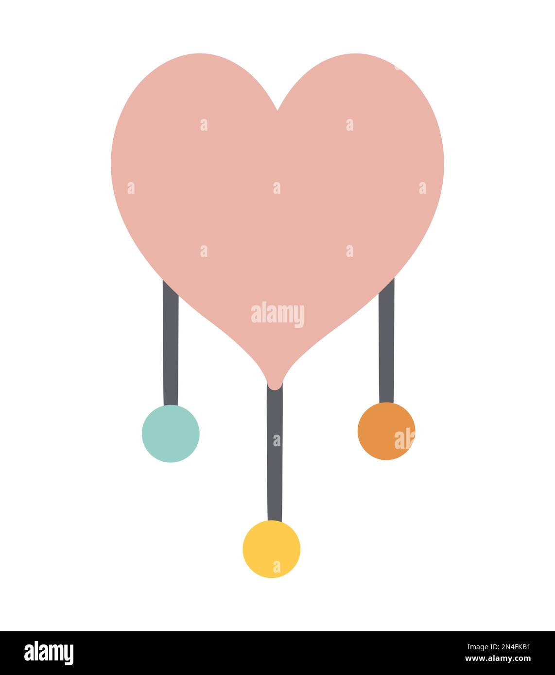 Vector boho heart with pendants. Bohemian icon isolated on white ...