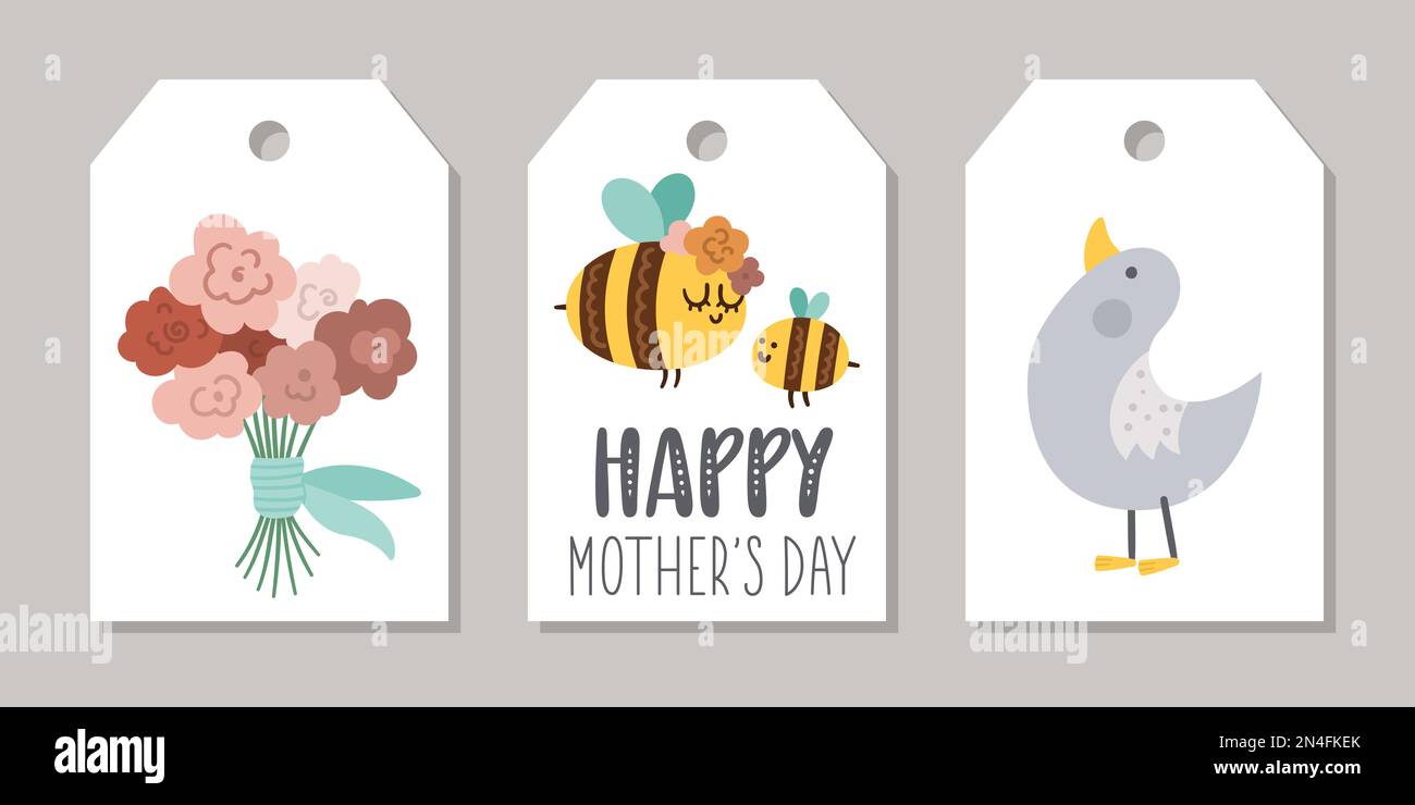 Cute set of Mothers day price tag templates with cute baby and mother ...