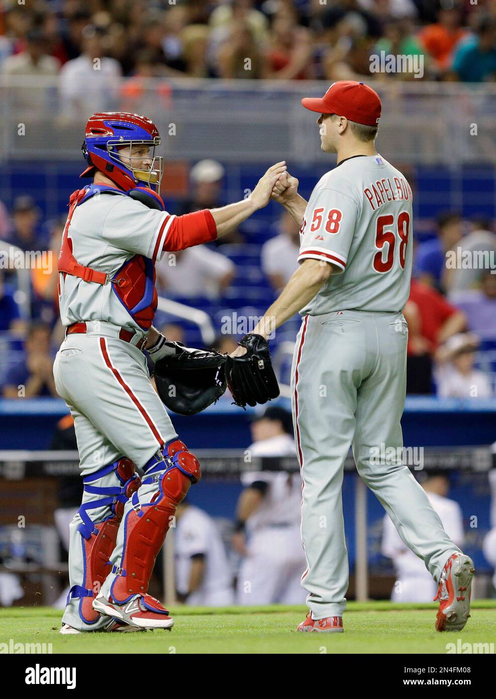Philadelphia Phillies relief pitcher Jonathan Papelbon, right ...