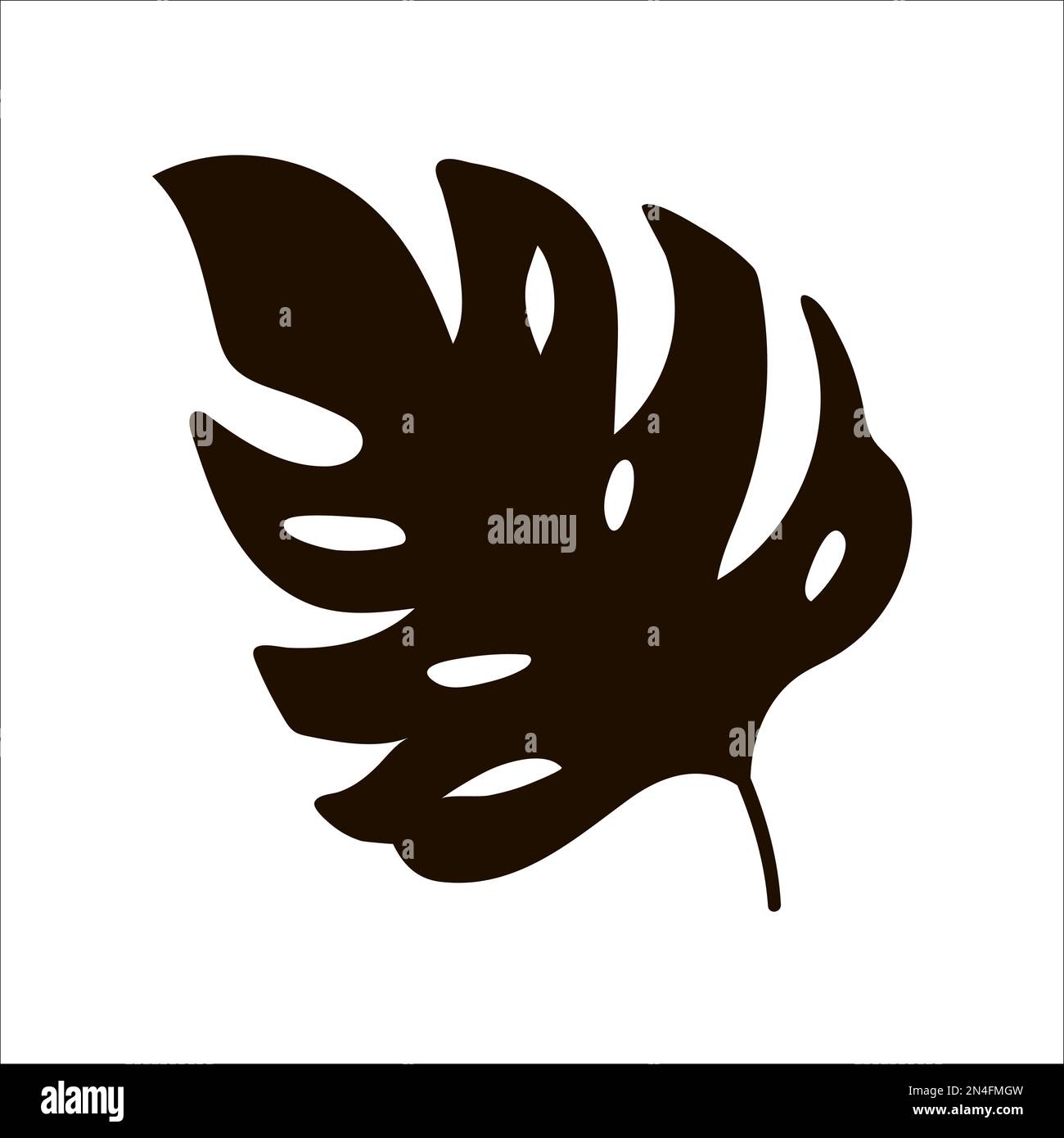 Vector tropical monstera leaf silhouette isolated on white background ...