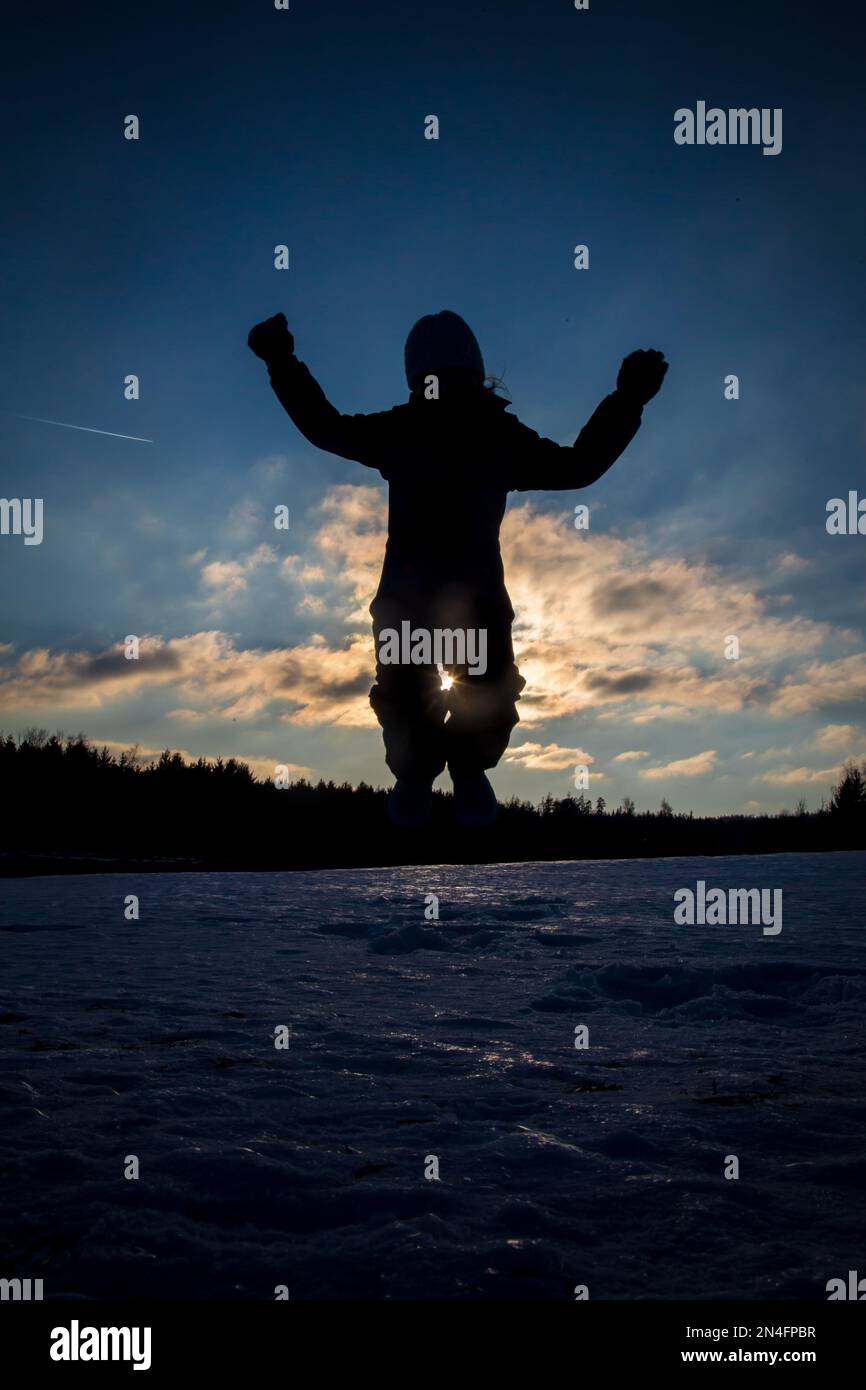 Child jumping silhouette hi-res stock photography and images - Alamy