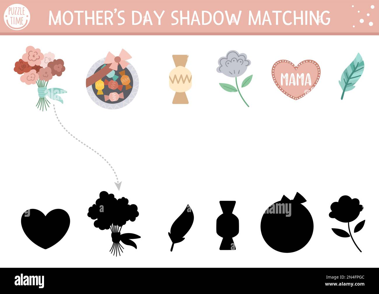 Mothers day shadow matching activity for children with presents and ...