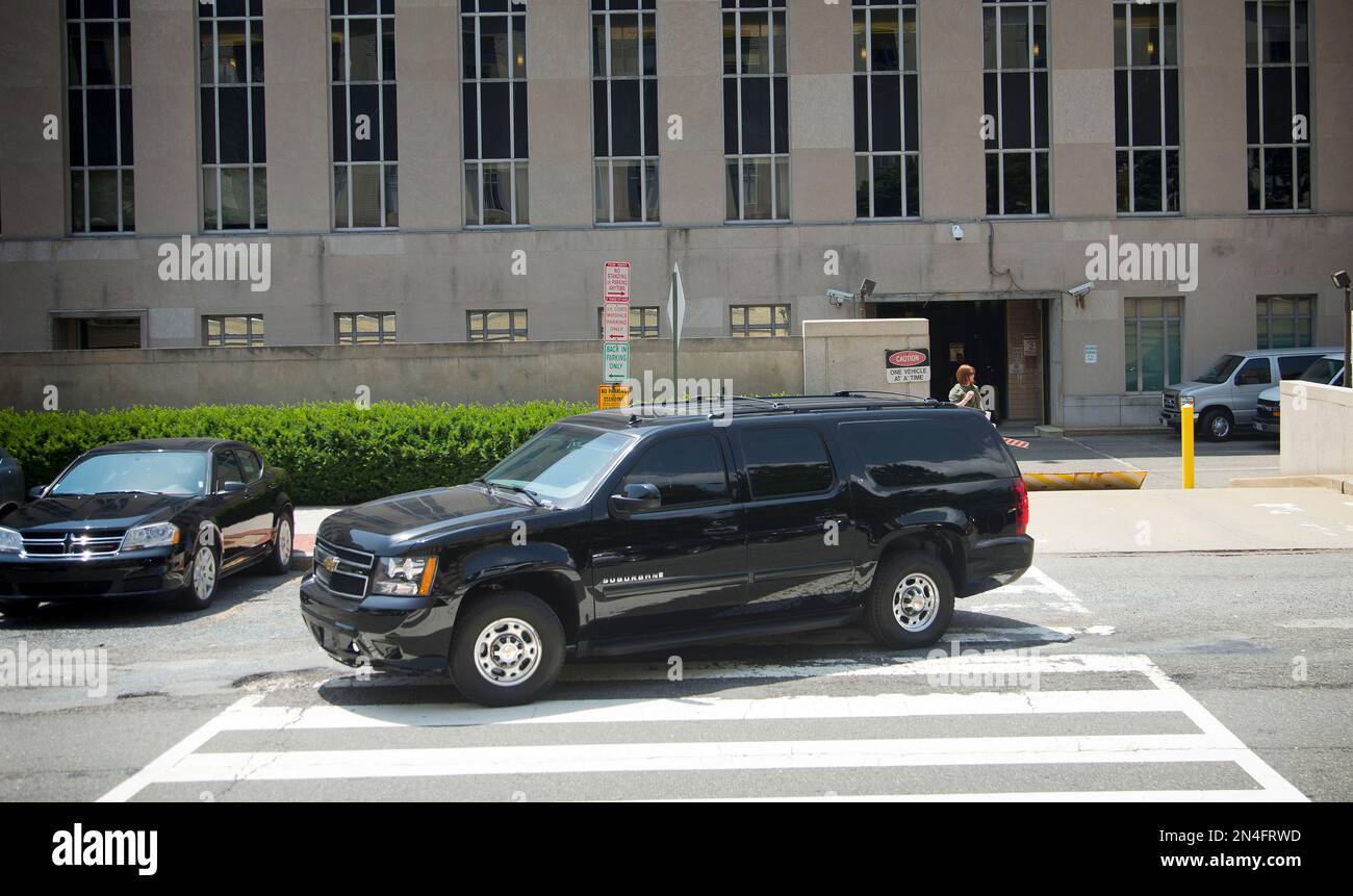 The motorcade vehicle reportedly transporting Libyan militant Ahmed Abu ...