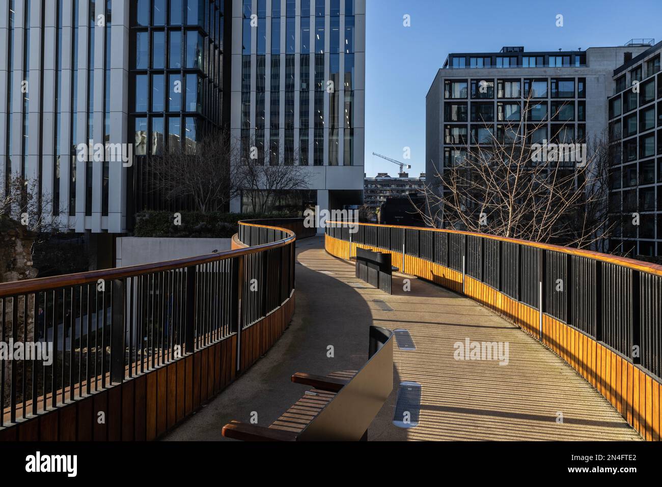St Alphage Highwalk, pedestrian walkway overlooking London Wall, London ...