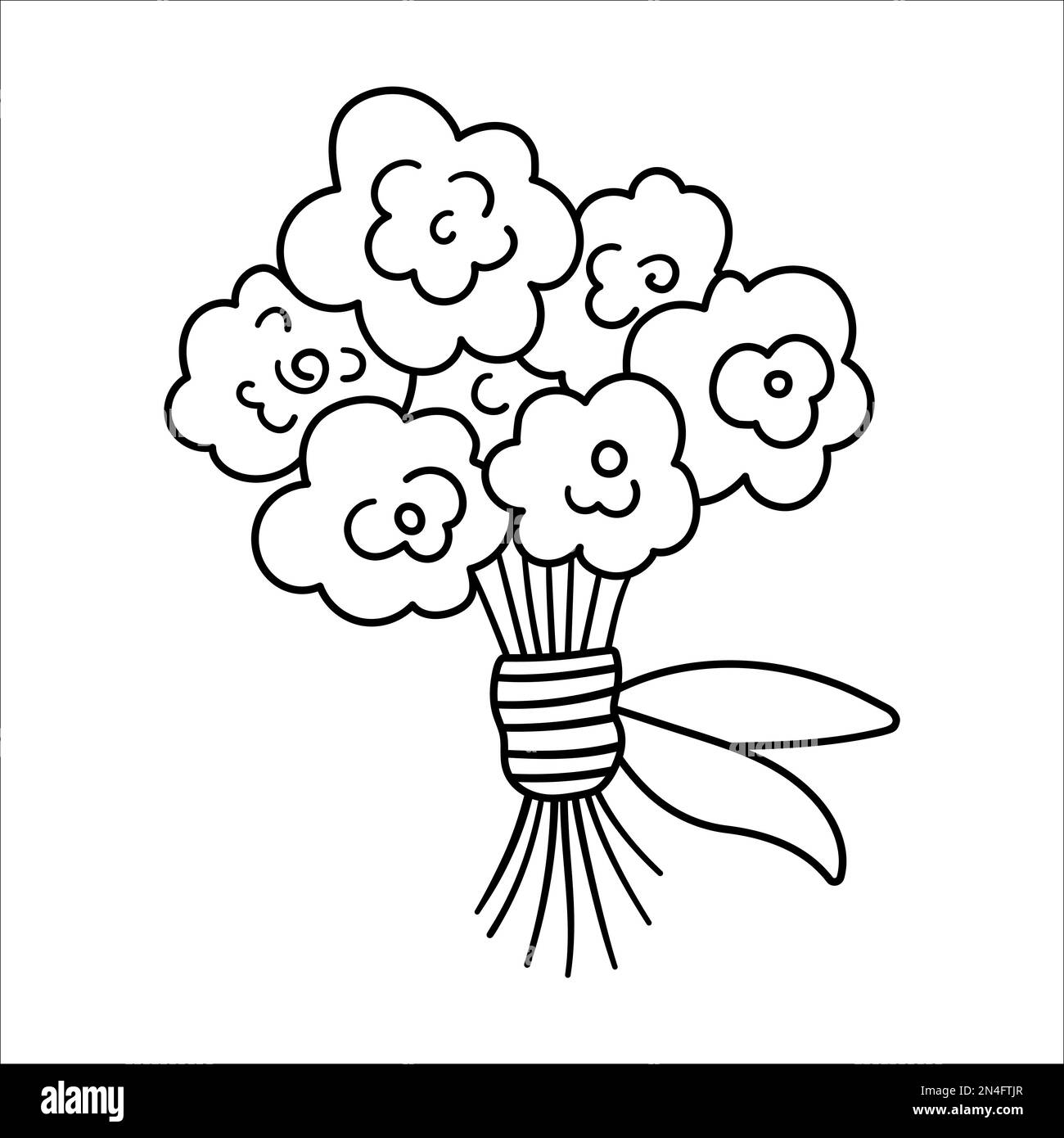 Bunch Of Flowers Black And White Clipart