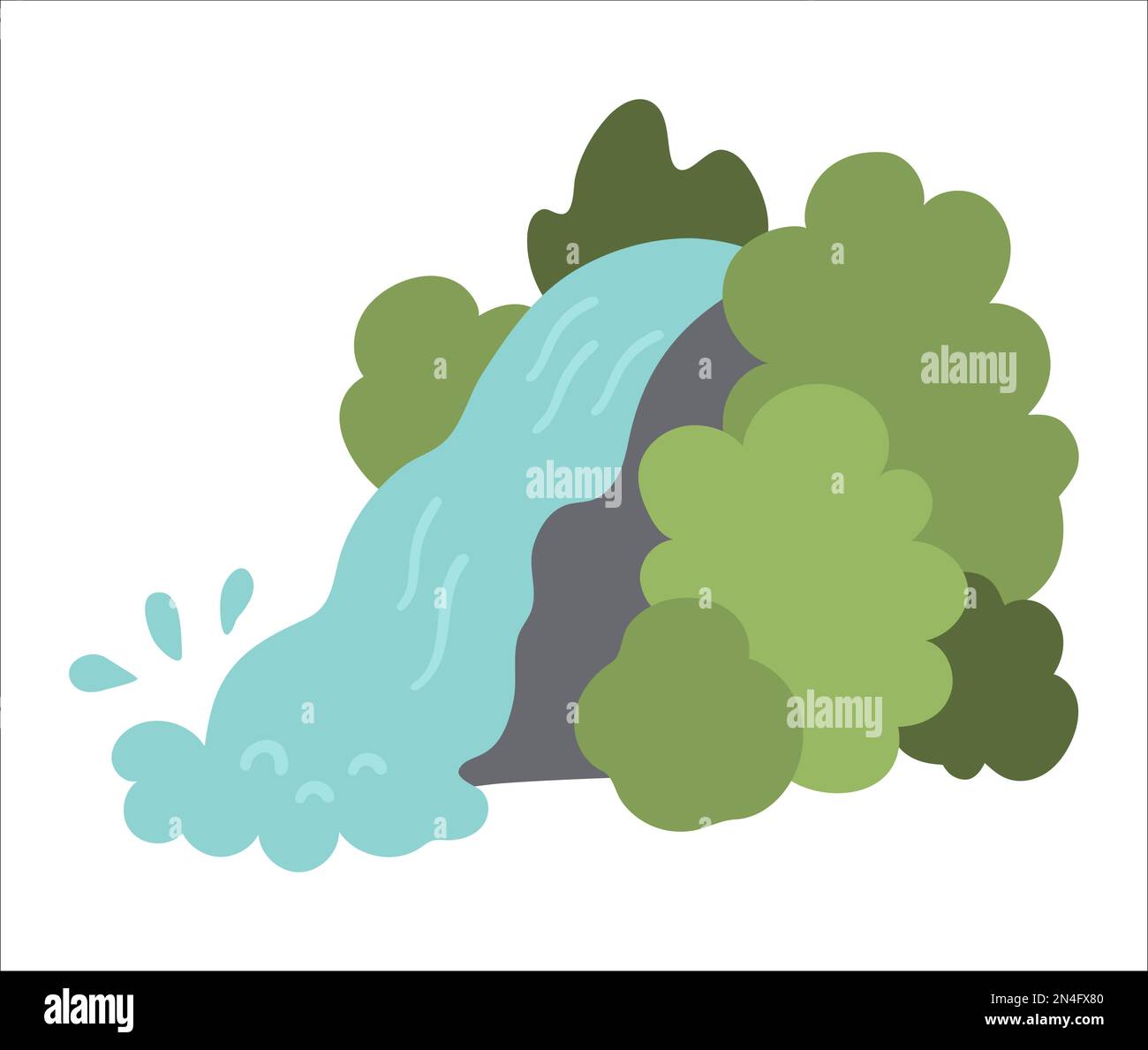 Vector waterfall icon. Nature landscape illustration isolated on white ...