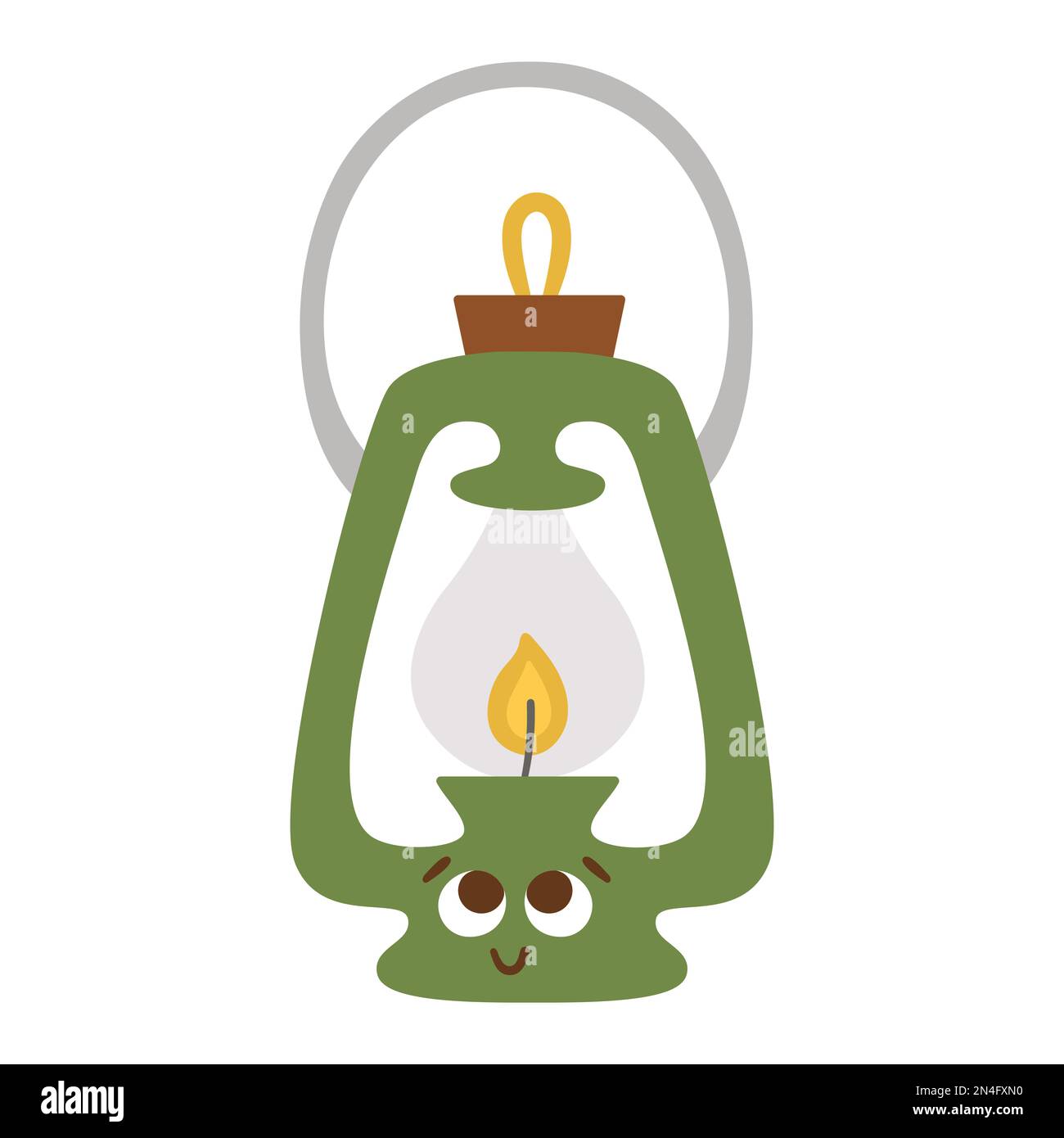 Vector kawaii camp lantern isolated on white background. Lighting ...
