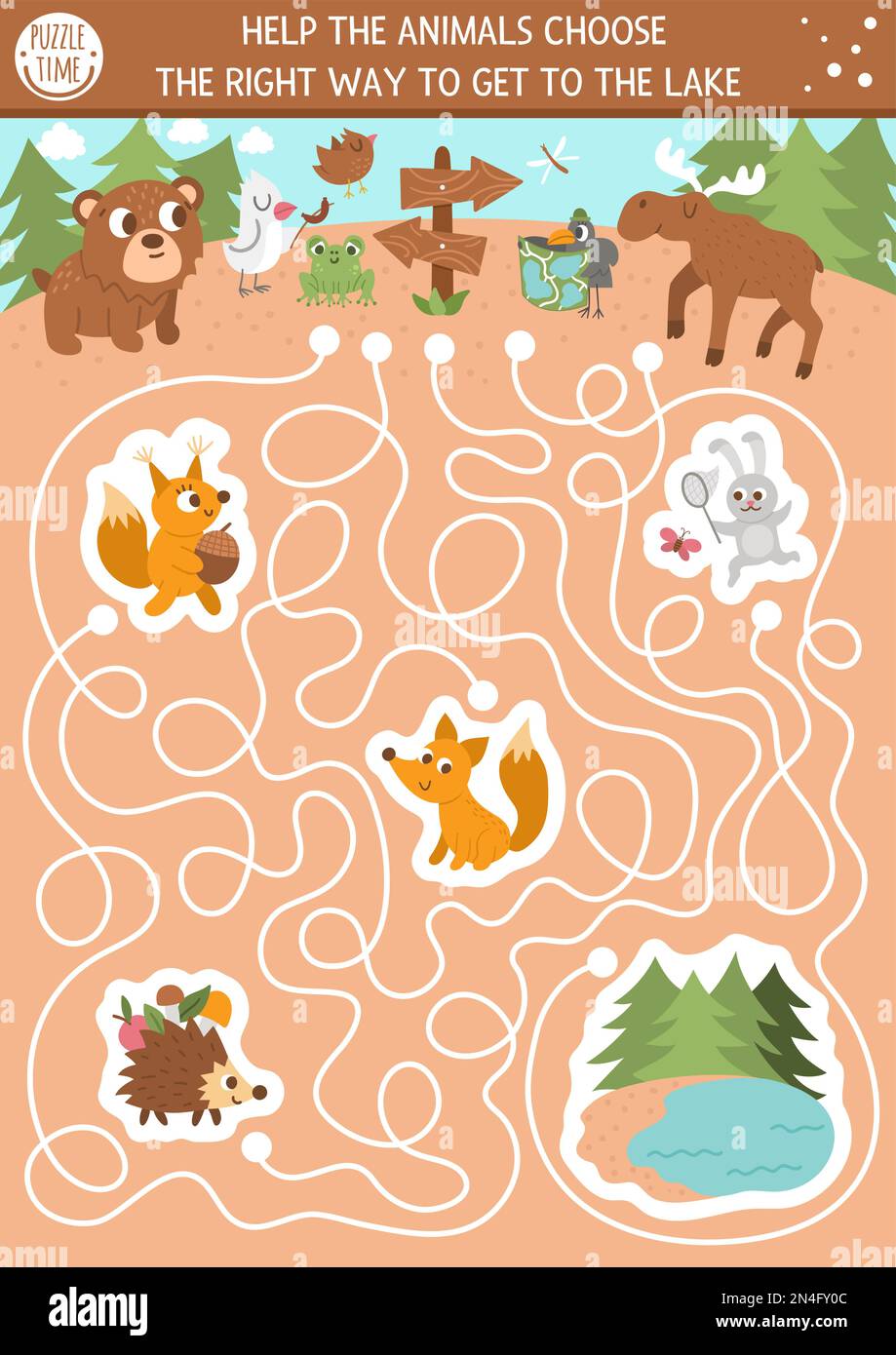 Summer camp maze for children. Active holidays preschool printable ...
