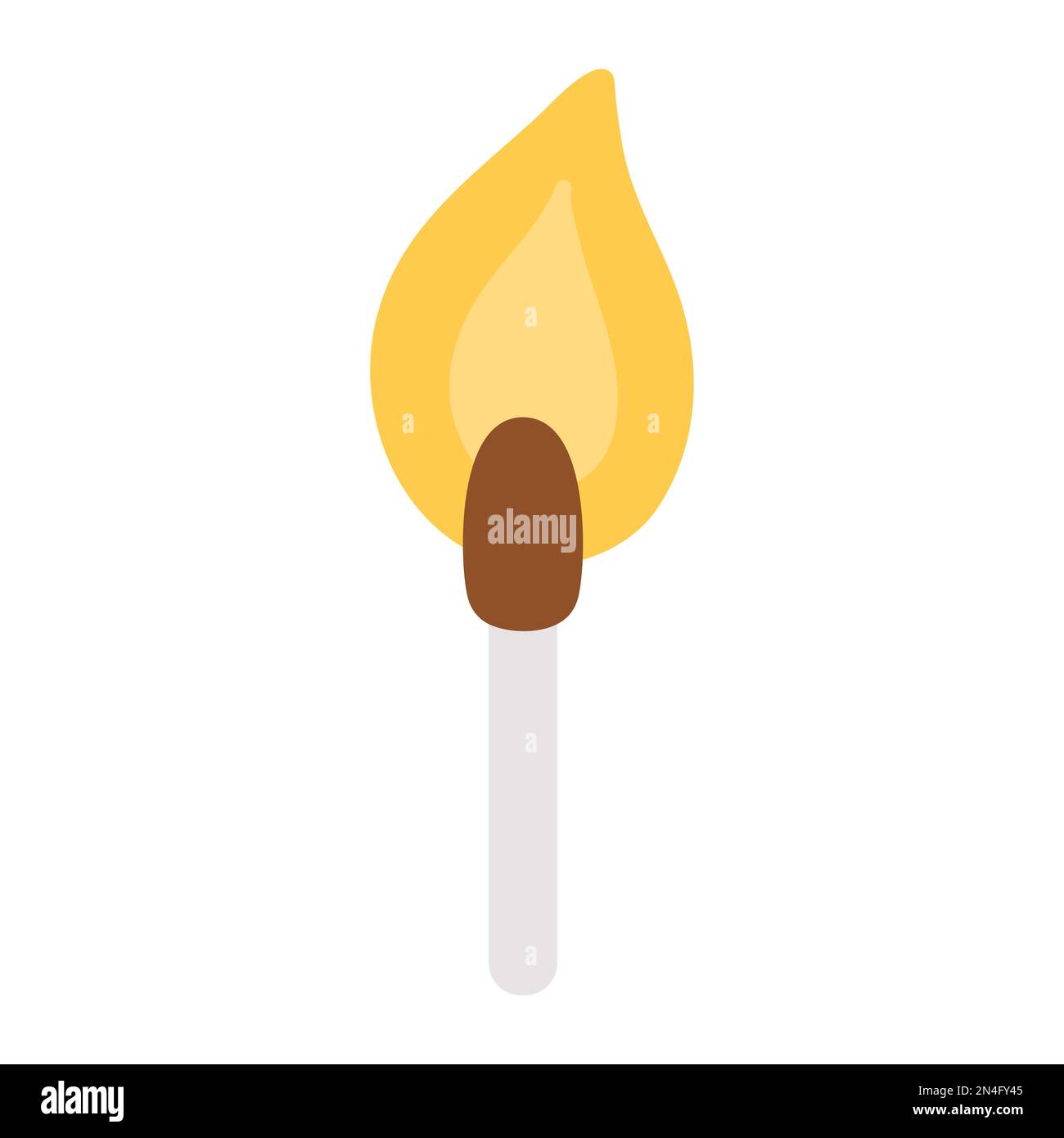 Vector glowing match icon isolated on white background. Burning stick ...