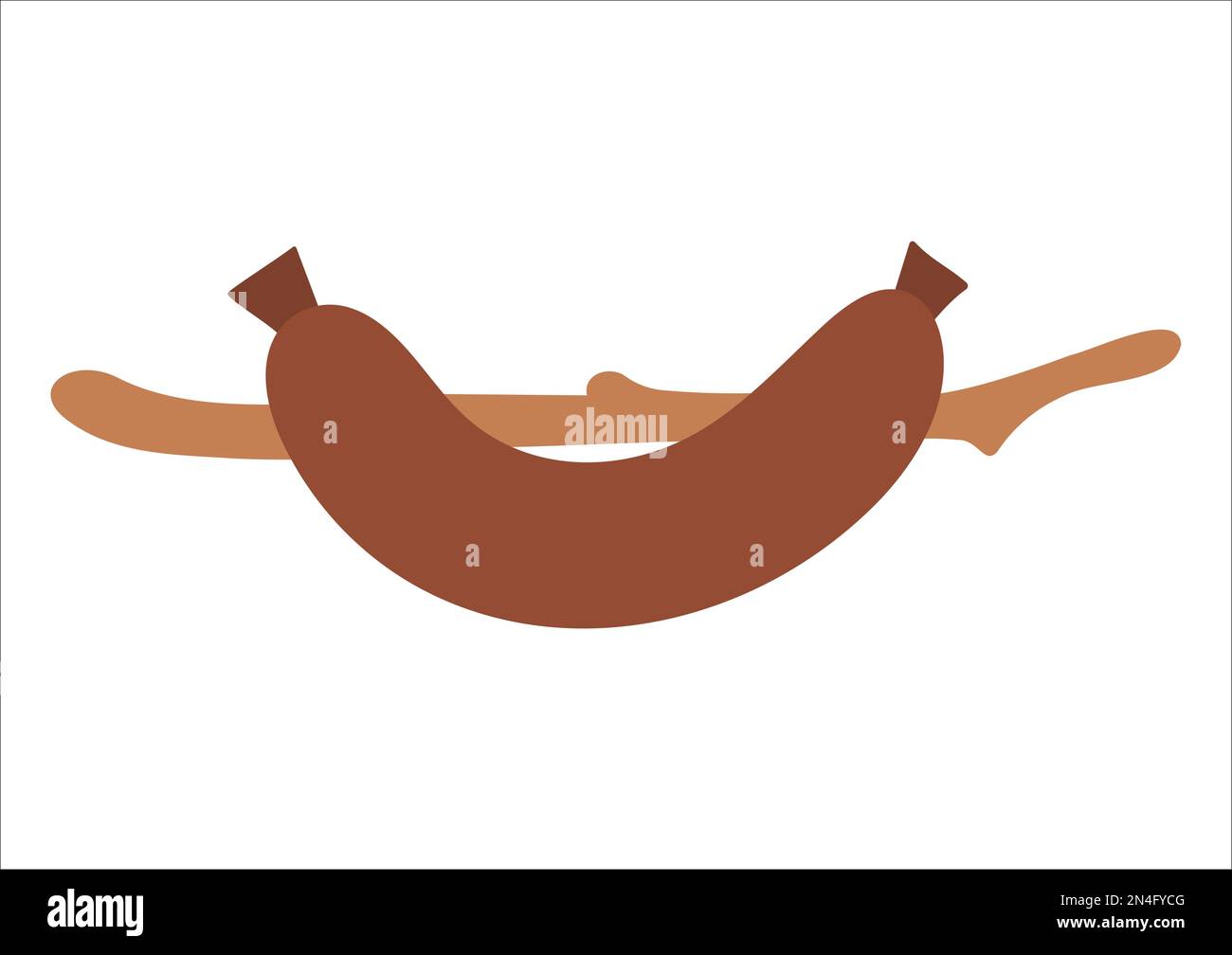 Vector sausage on tree twig icon. Summer outdoor grill food ...