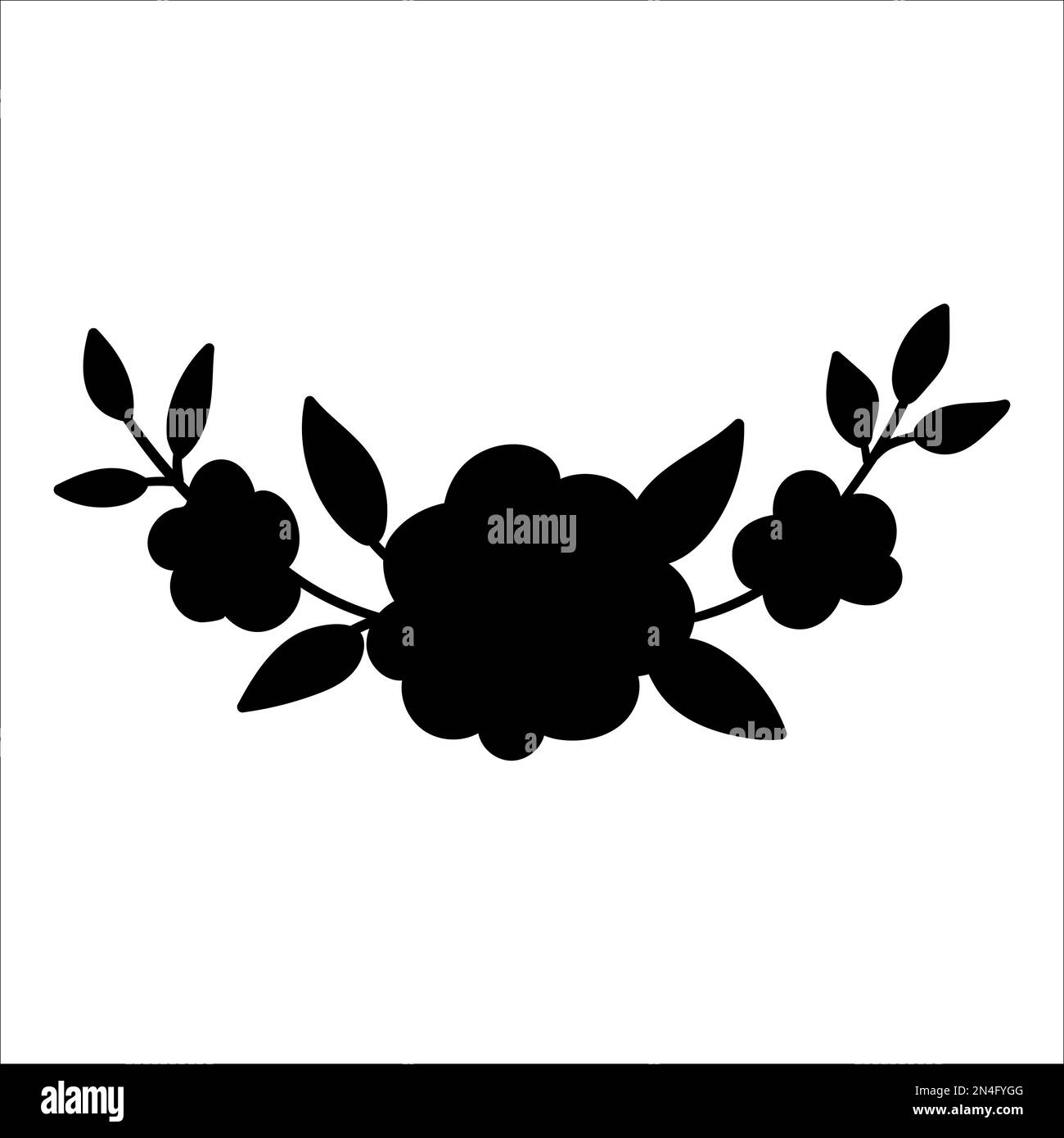Vector floral horizontal decorative element silhouette. Black stencil ...