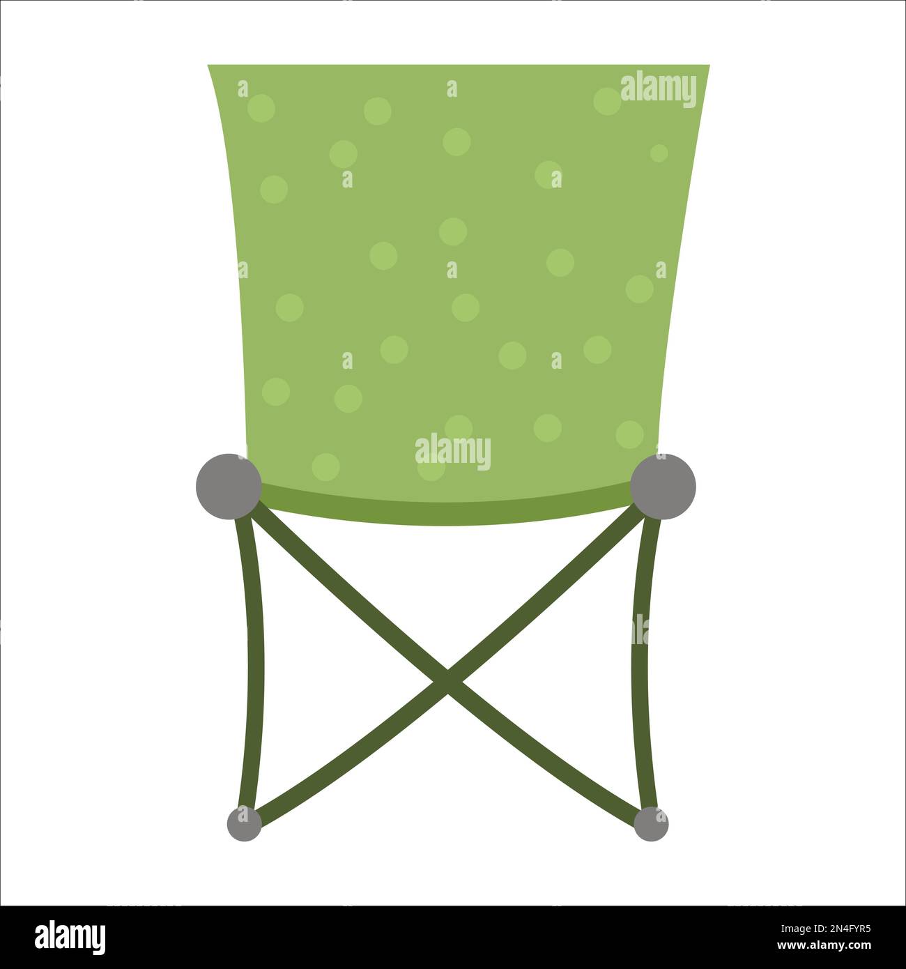 Vector green foldable chair icon isolated on white background. Cute ...