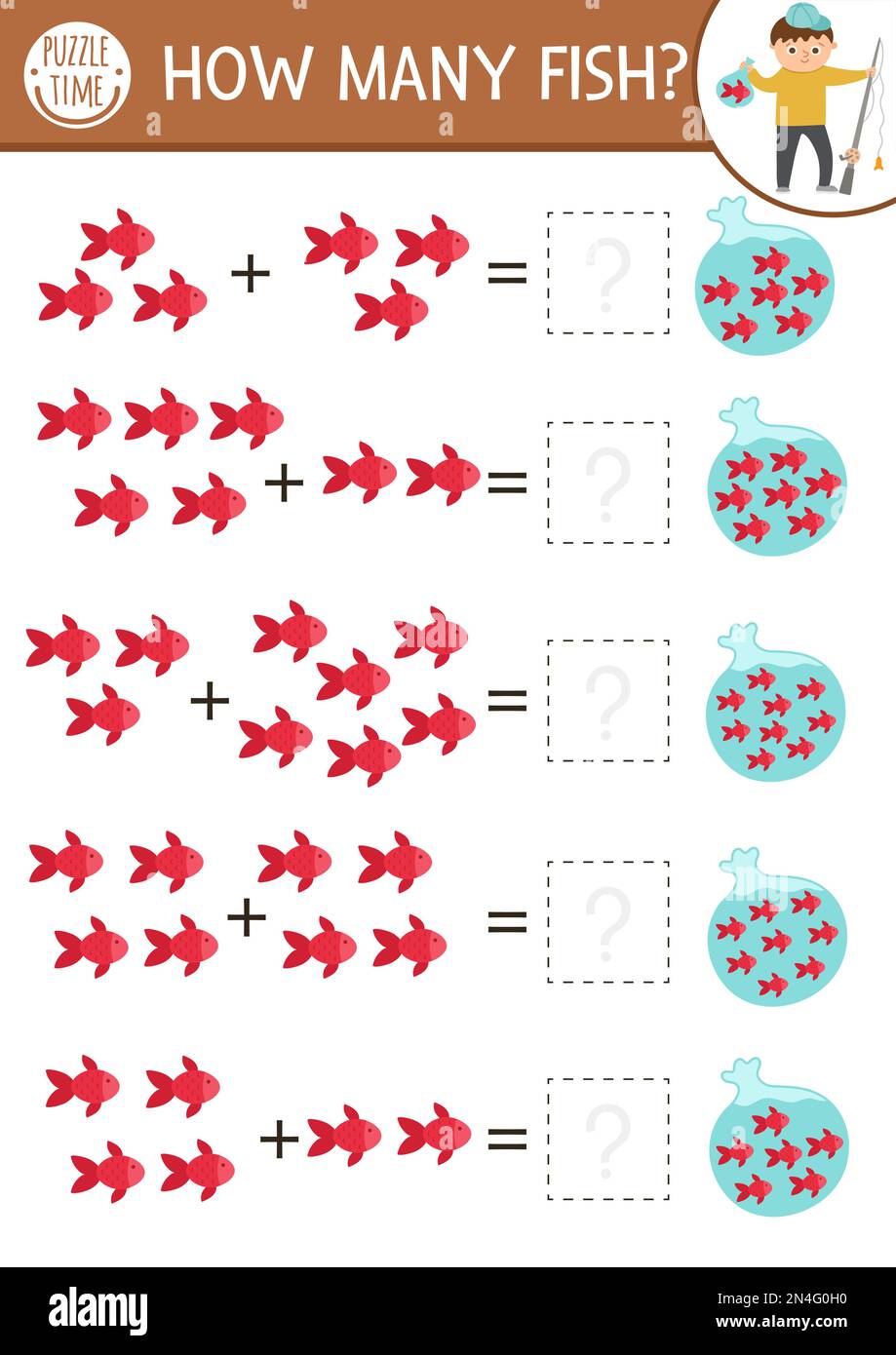How many fish game with cute fishes in the bag with water. Summer math ...