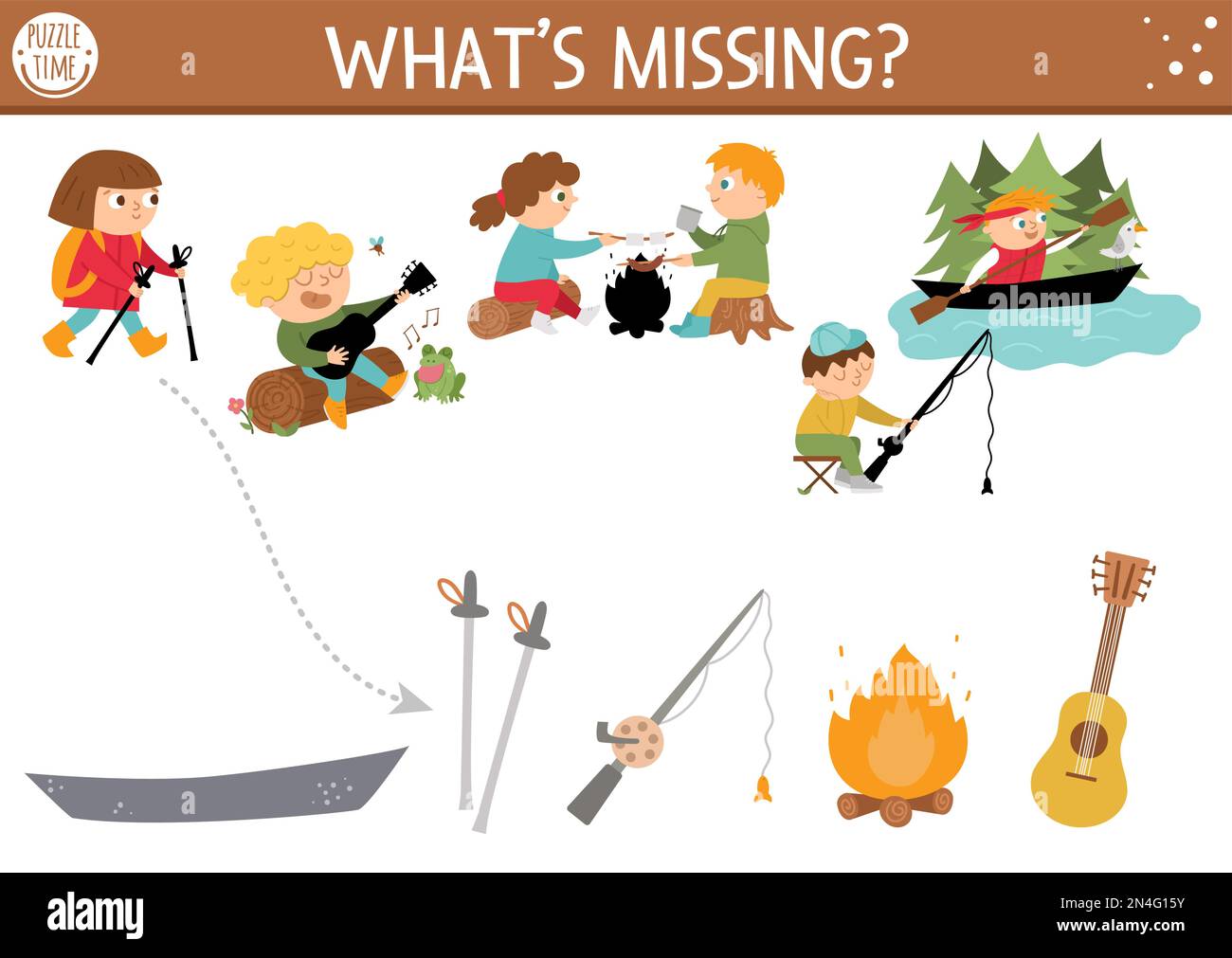 Summer camp shadow matching activity with cute children. Family nature ...