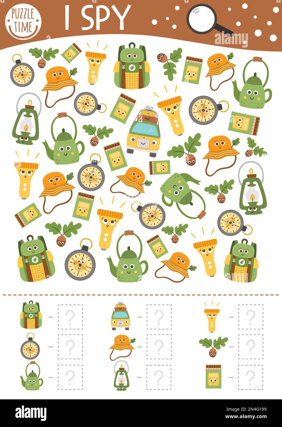 Camping I spy game for kids. Searching and counting activity for ...