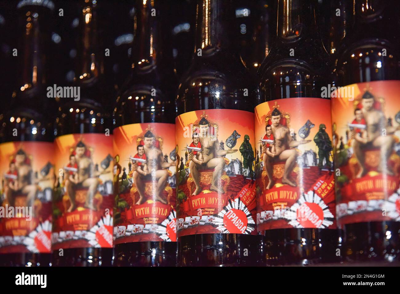 Beer with the image of Russian President Vladimir Putin on the shelves ...