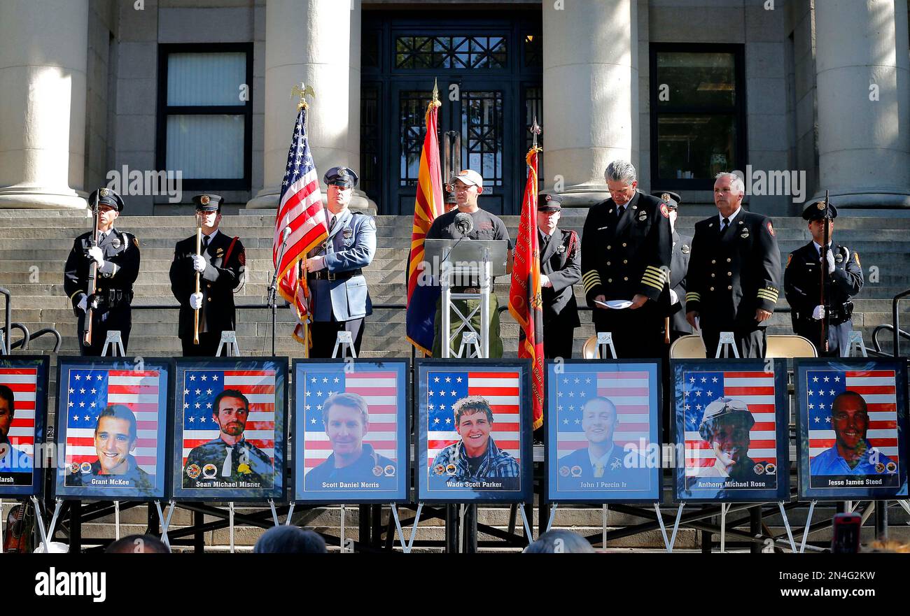 Former Granite Mountain Hotshot Patrick McCarty read the names of the ...