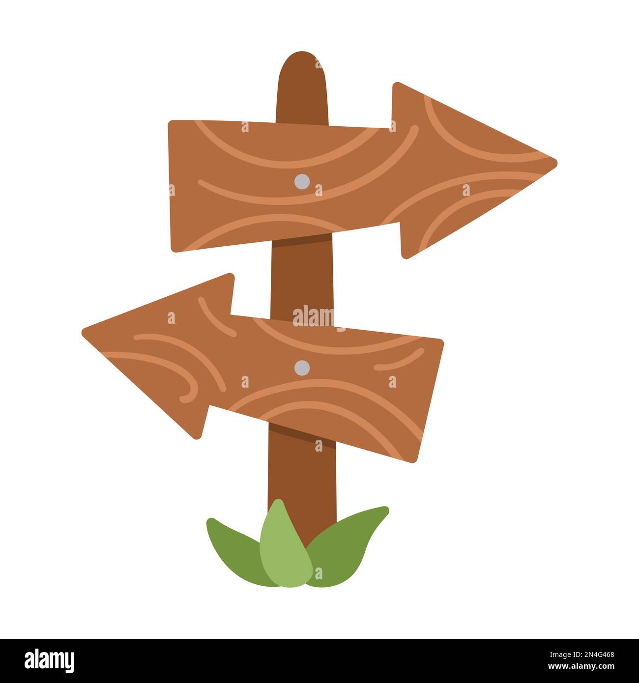 Vector flat illustration of wooden road direction sign. Pointer with ...