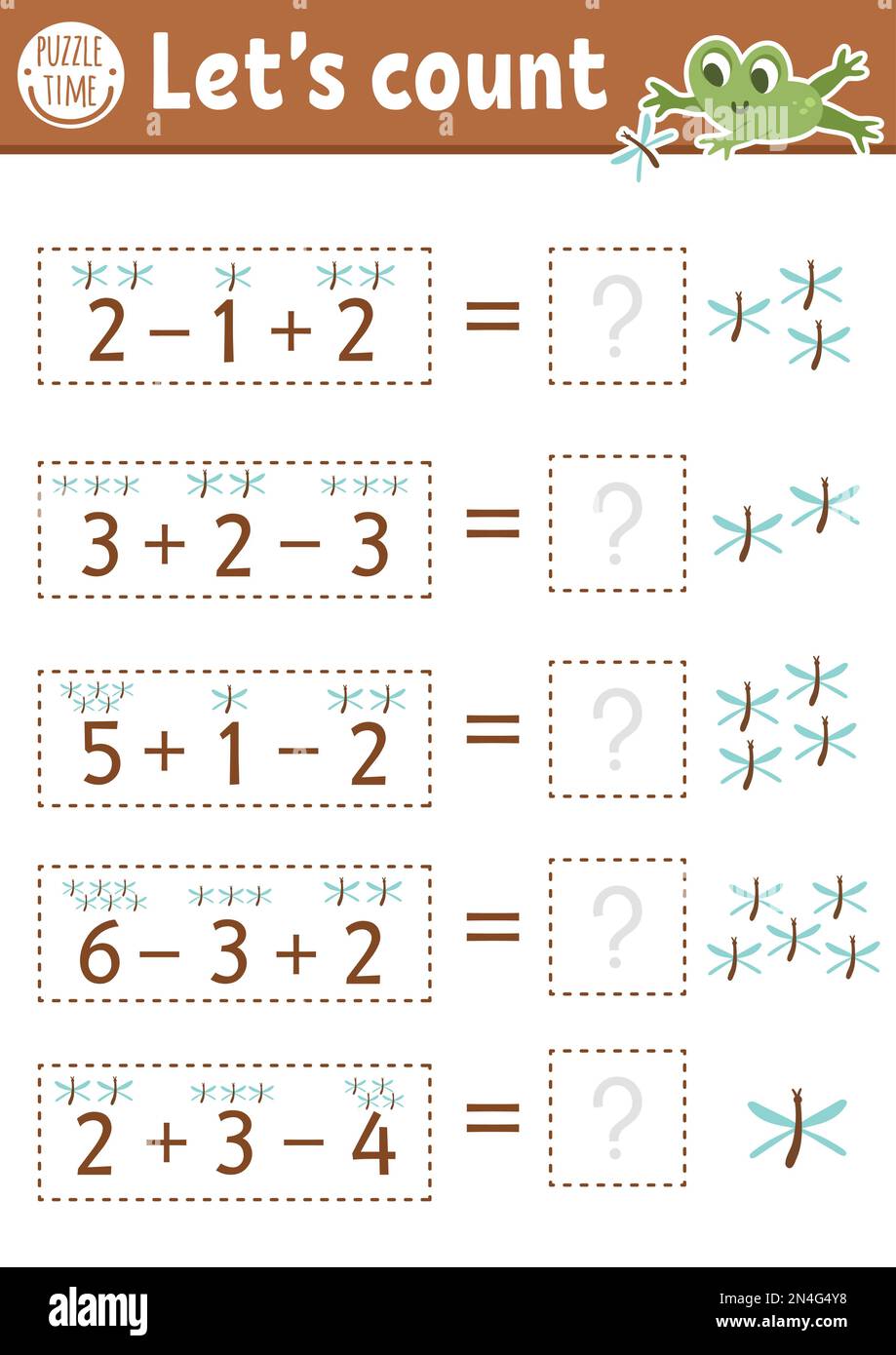 How many dragonflies game with cute insects and frog. Summer forest ...