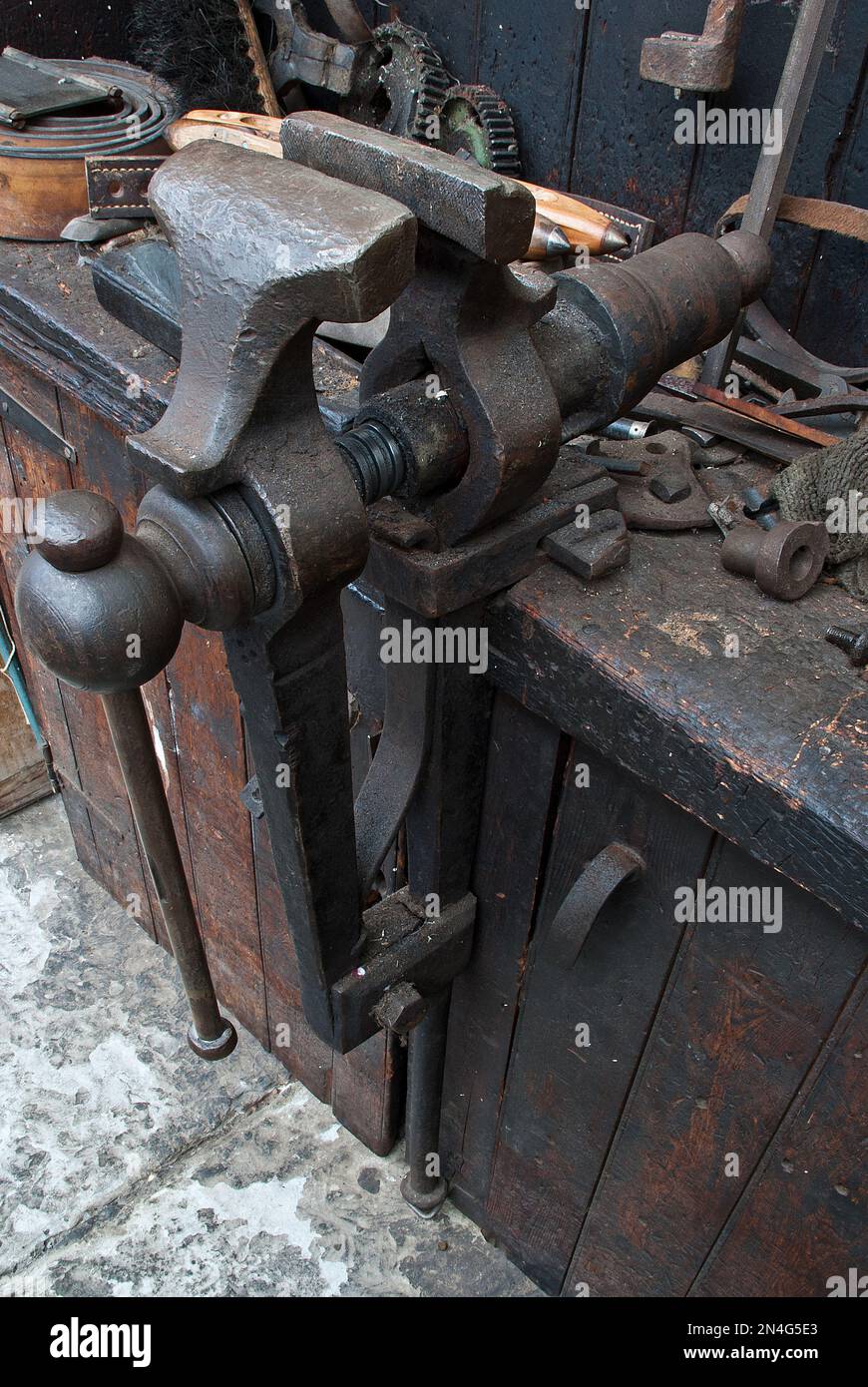 Essential factory maintenance area with a workshop bench complete with ...
