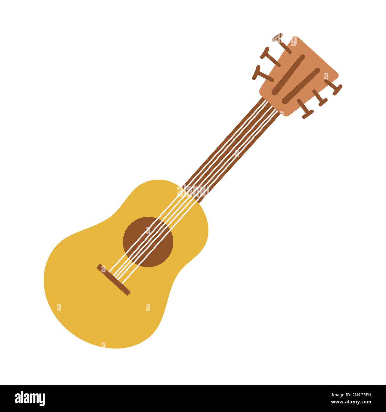 Vector guitar icon isolated on white background. Flat cartoon string ...