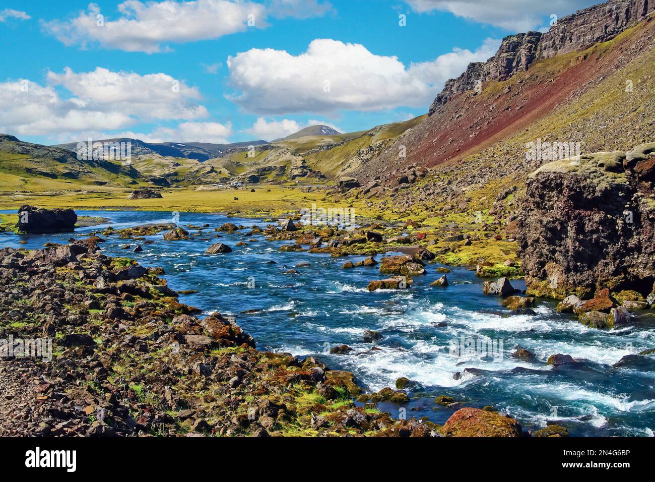Beautiful icelandic landscape nature, stony water creek - Eldgja ...