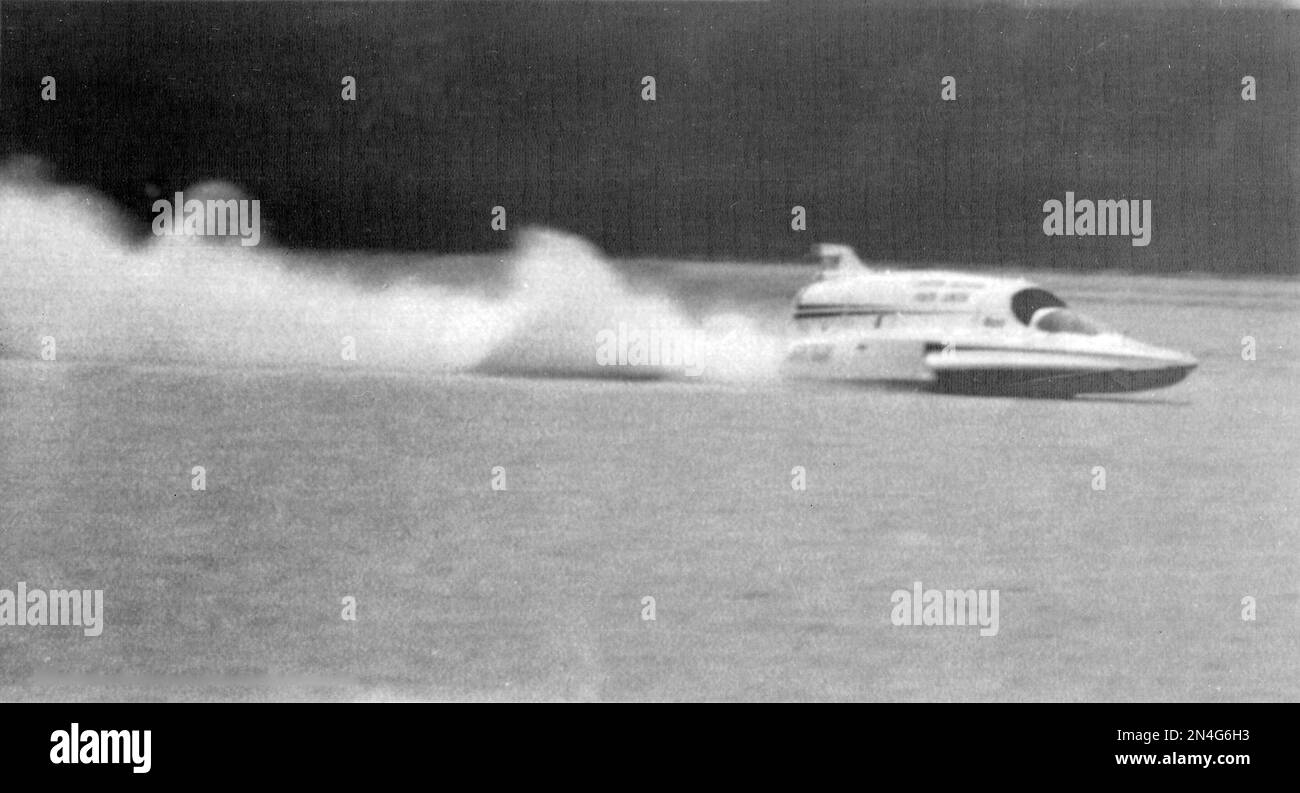 Lee Taylor and his jet-boat Hustler, on Guntersville Lake, Alabama, on July 1, 1967. Lee and his ...