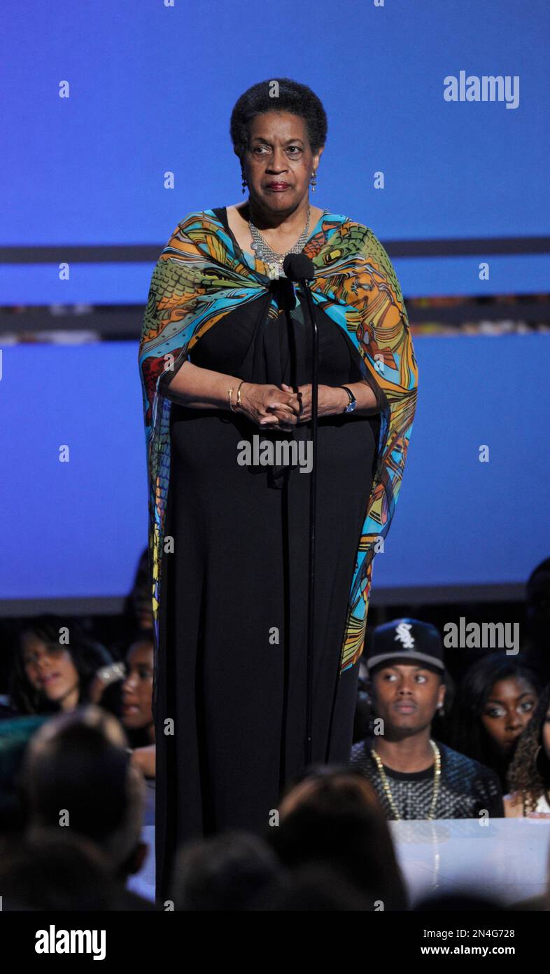 Myrlie Evers-Williams accepts the humanitarian award honoring the 50th ...