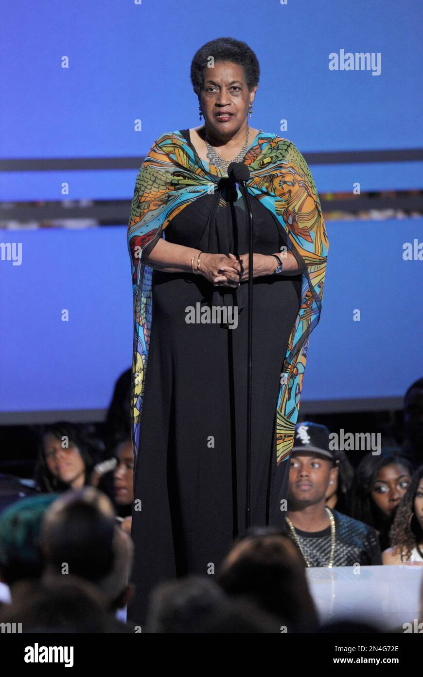 Myrlie Evers-Williams accepts the humanitarian award honoring the 50th ...