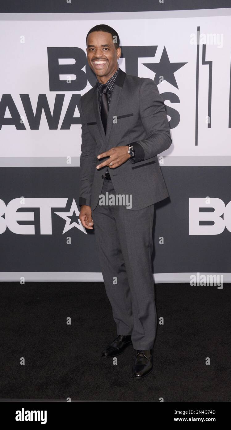 Larenz Tate poses in the press room at the BET Awards at the Nokia ...