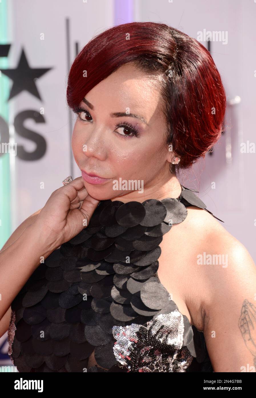 Tameka 'Tiny' Cottle arrives at the BET Awards at the Nokia Theatre on ...