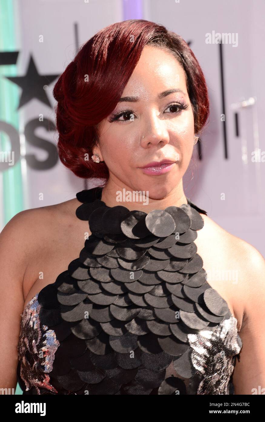 Tameka 'Tiny' Cottle arrives at the BET Awards at the Nokia Theatre on ...