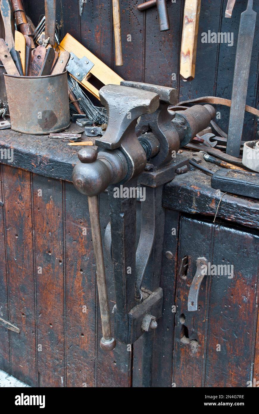 Essential factory maintenance area with a workshop bench complete with ...