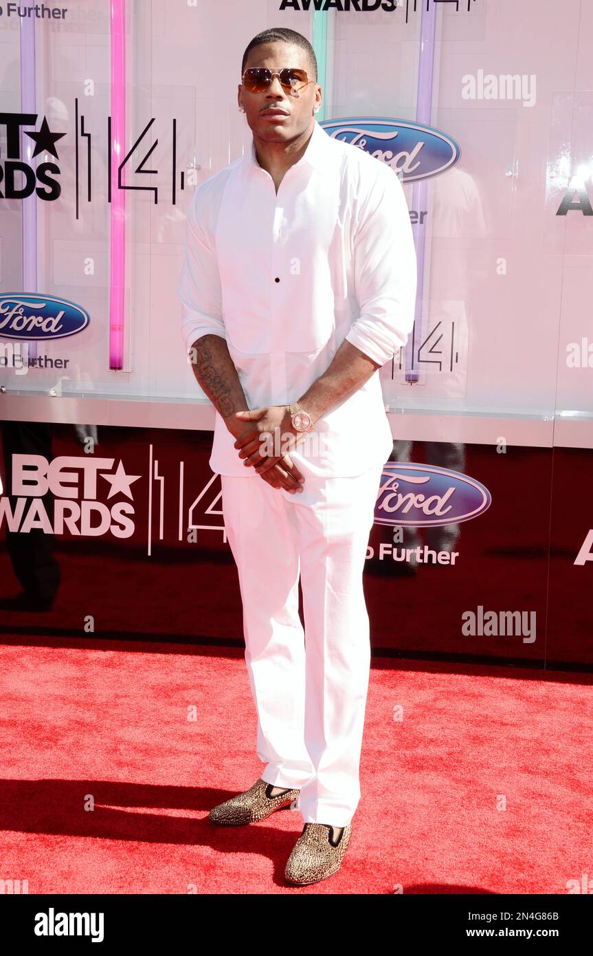 Nelly arrives at the BET Awards at the Nokia Theatre on Sunday, June 29 ...