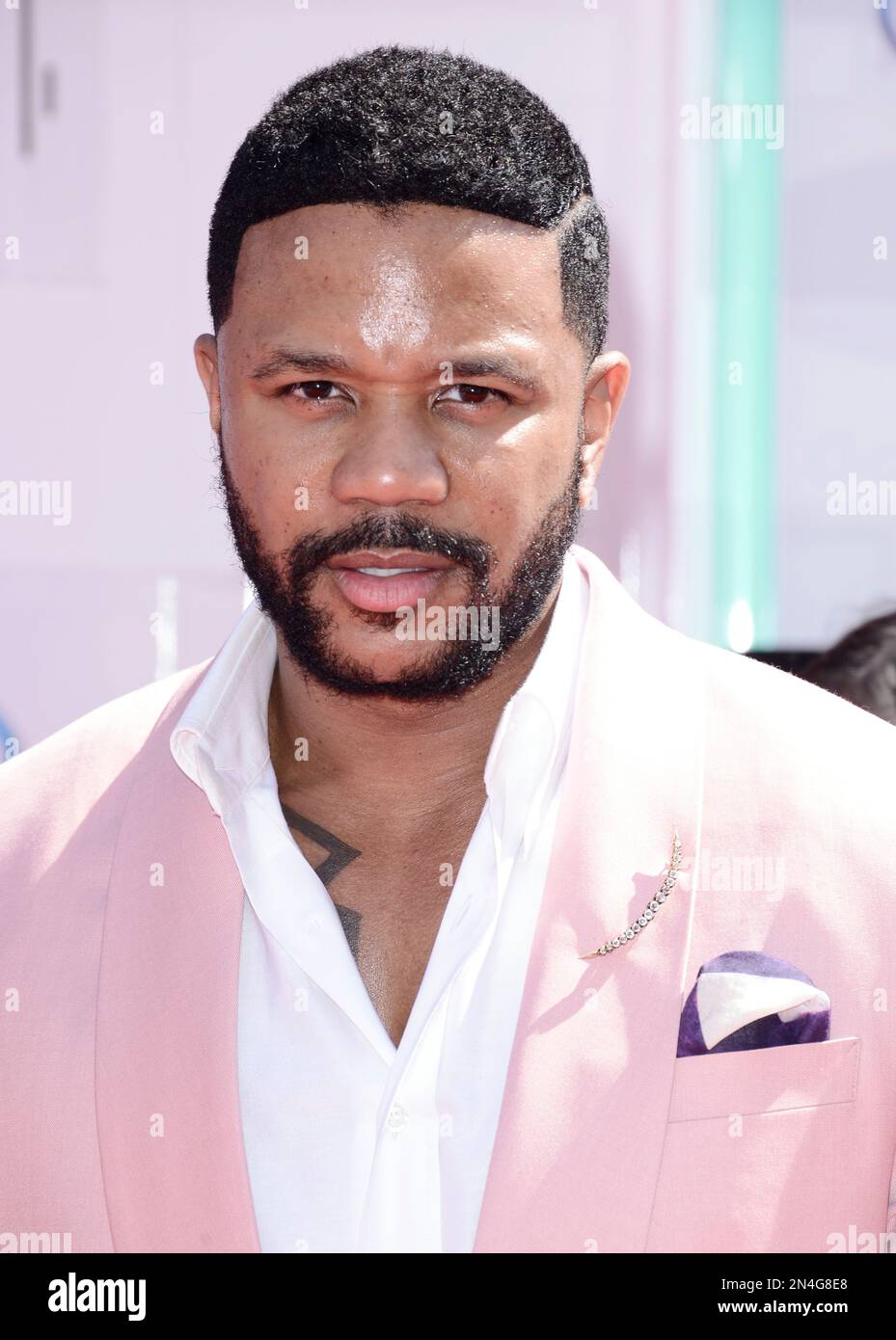 Hosea Chanchez arrives at the BET Awards at the Nokia Theatre on Sunday ...