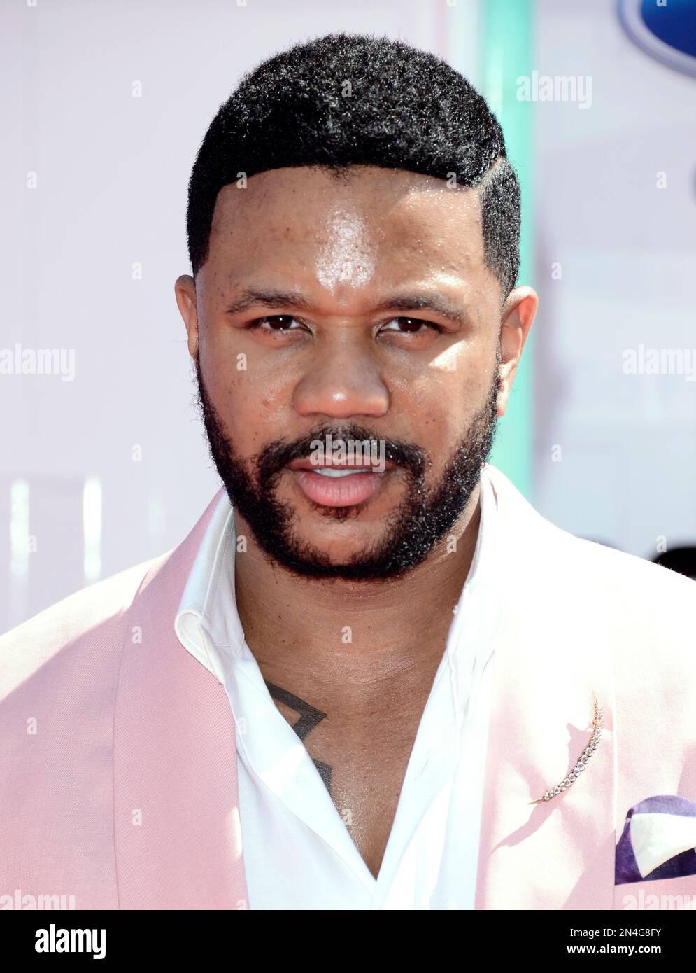 Hosea Chanchez arrives at the BET Awards at the Nokia Theatre on Sunday ...