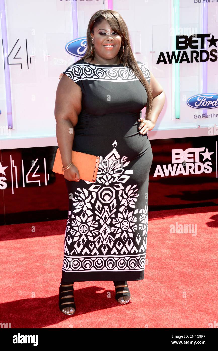 Raven Goodwin arrives at the BET Awards at the Nokia Theatre on Sunday ...