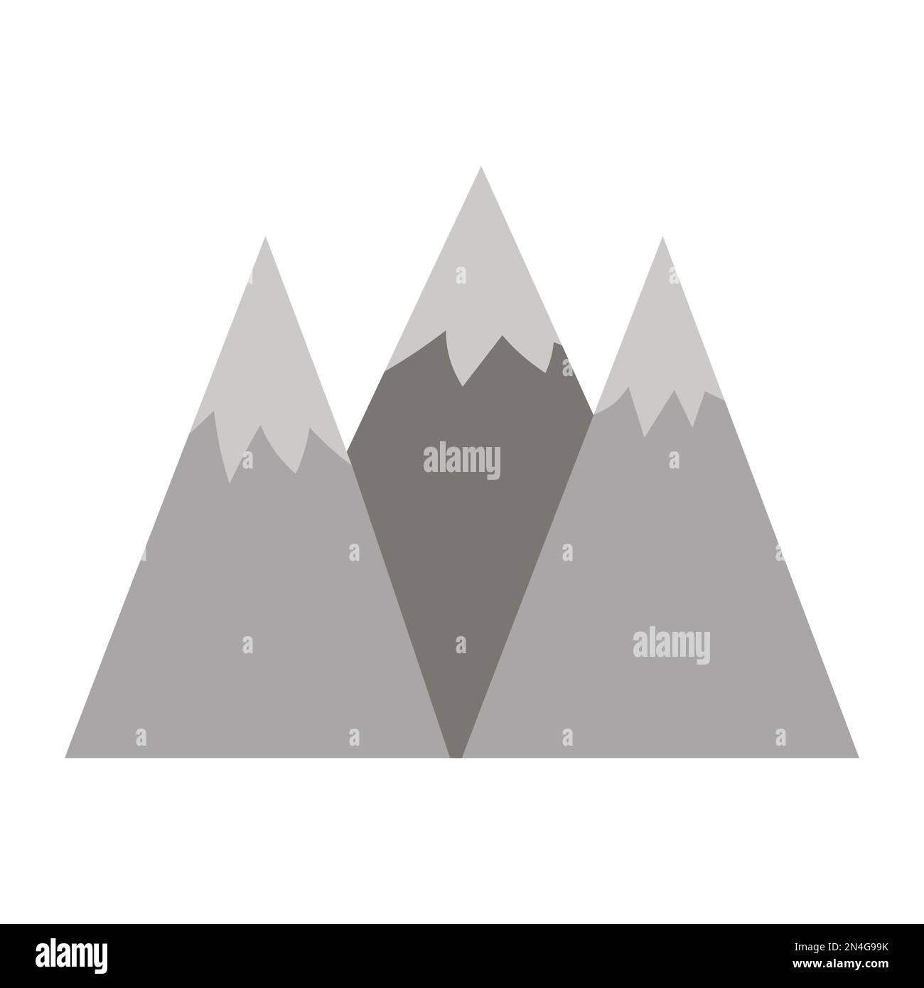 Vector grey flat mountains with ice peaks illustration. Rocks icon ...