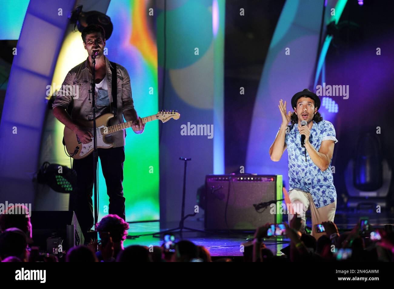 Mark Pellizzer and Nasri Atweh of 'Magic!' perform at the iHeartRadio ...