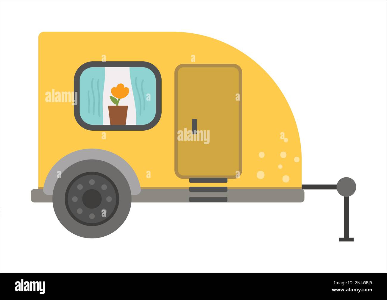 Vector tourist trailer with door and window. Cute camper van isolated ...