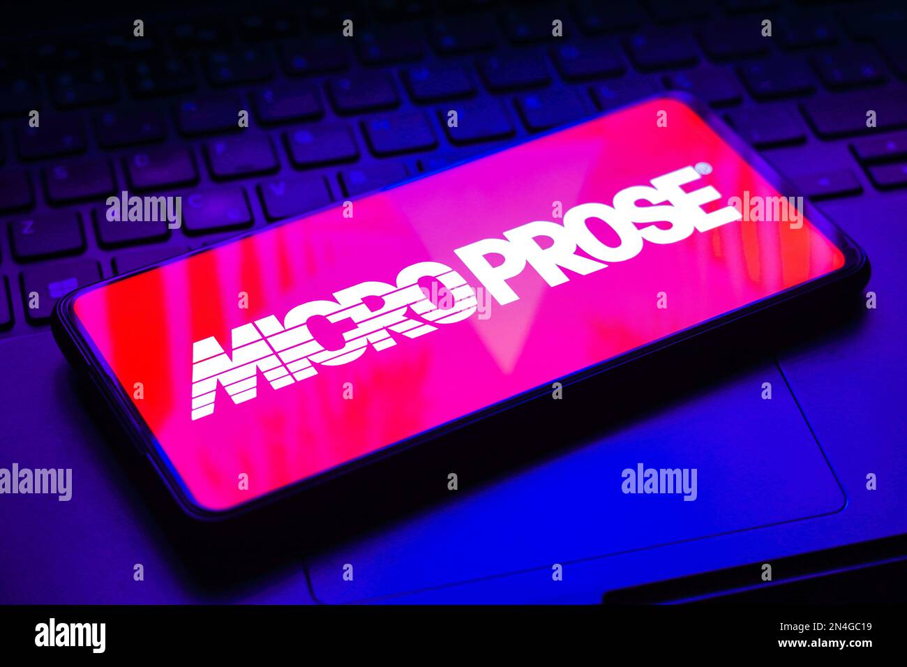 In this photo illustration, the MicroProse Software logo is displayed ...