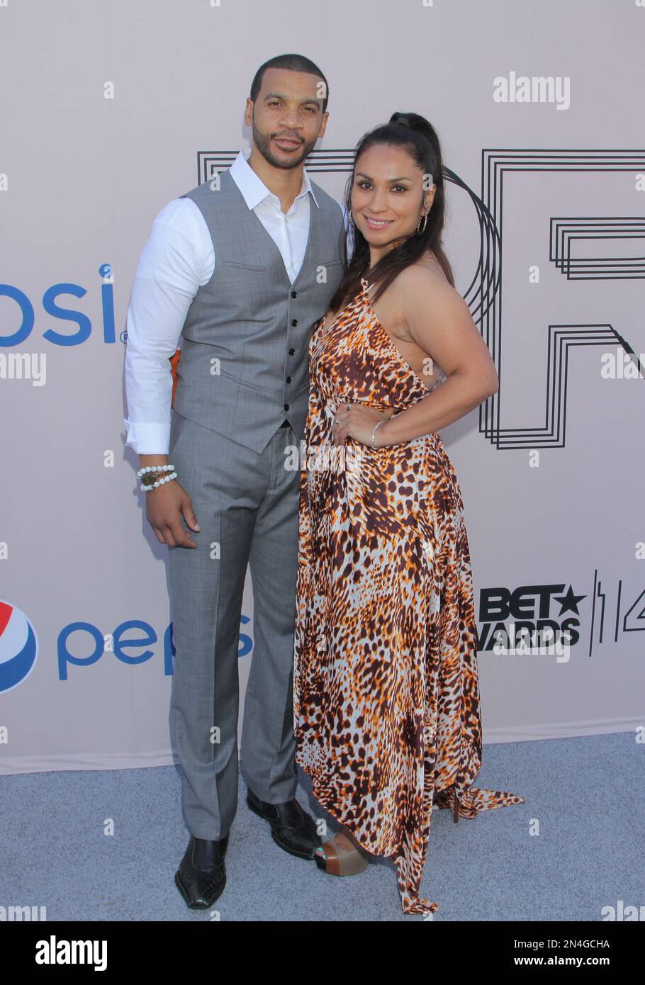 Aaron D. Spears, left, and Estela Spears at the "PRE" BET Awards Dinner at Milk Studios on ...