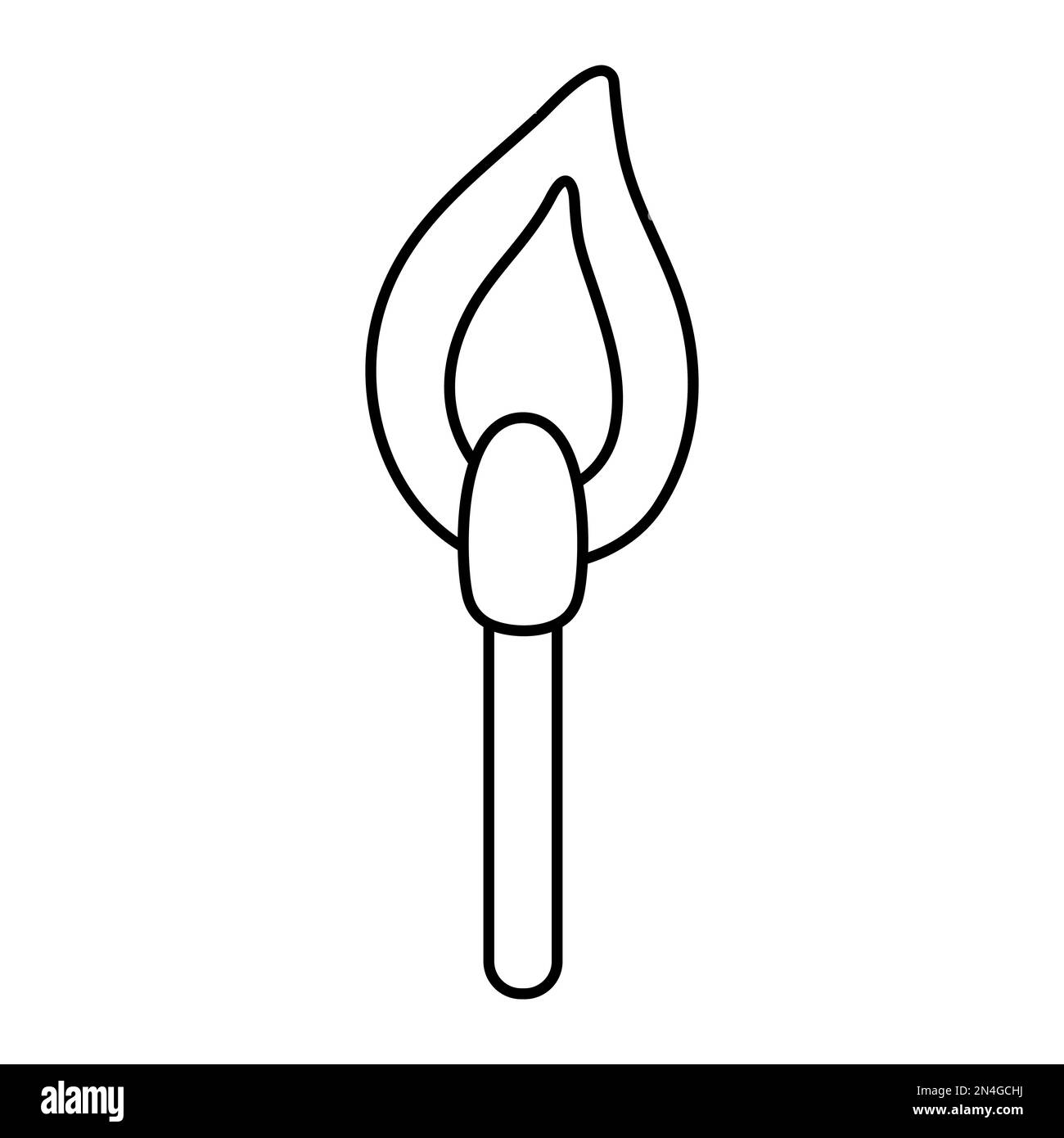 Vector black and white glowing match icon isolated on white background ...