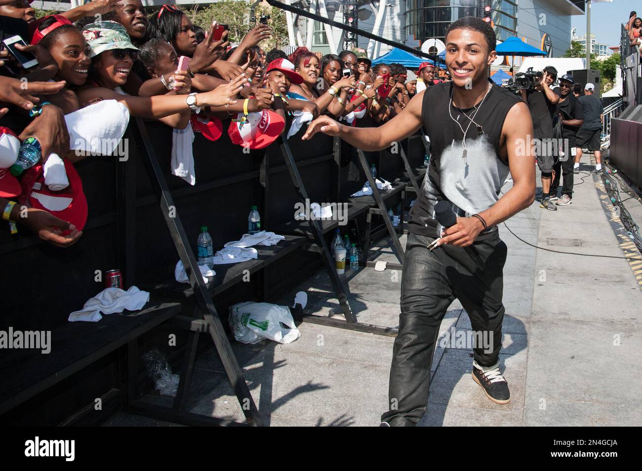 Diggy Simmons appear onstage at the BET Experience - 106 and Park Live ...
