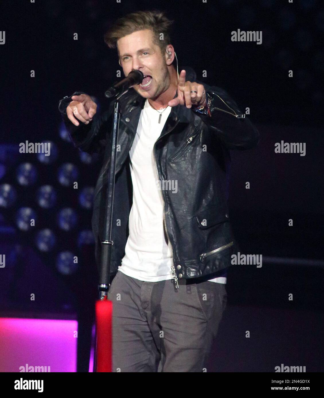 Ryan Tedder of the band OneRepublic performs in concert during their ...