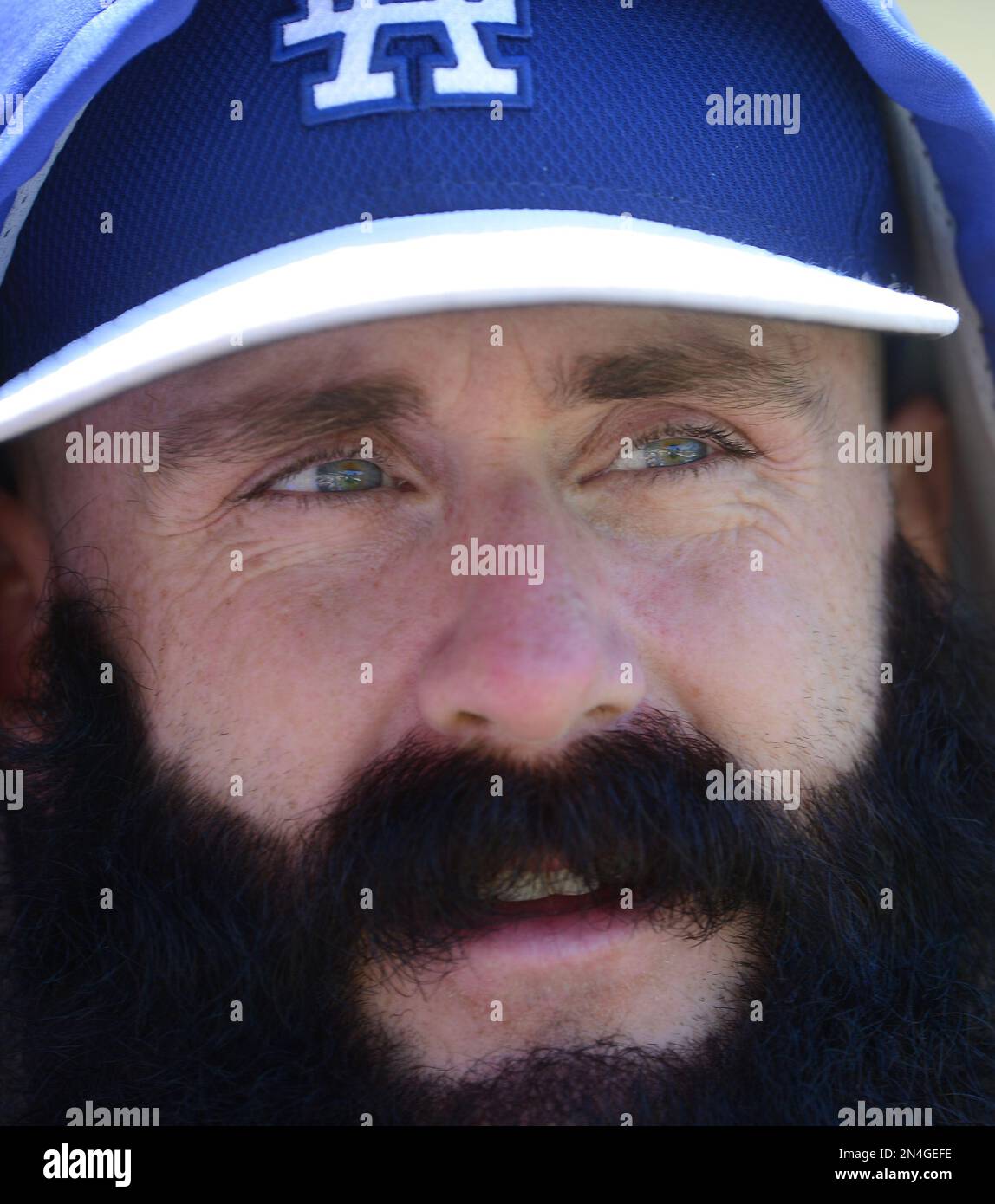 Los Angeles Dodgers’ Brian Wilson before a baseball game against the St ...