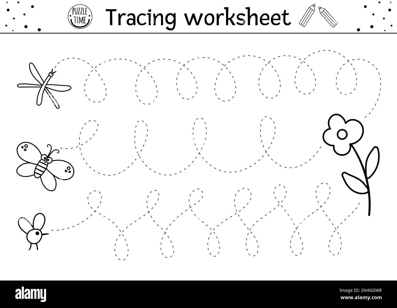 Vector forest handwriting practice worksheet. Summer woodland printable ...