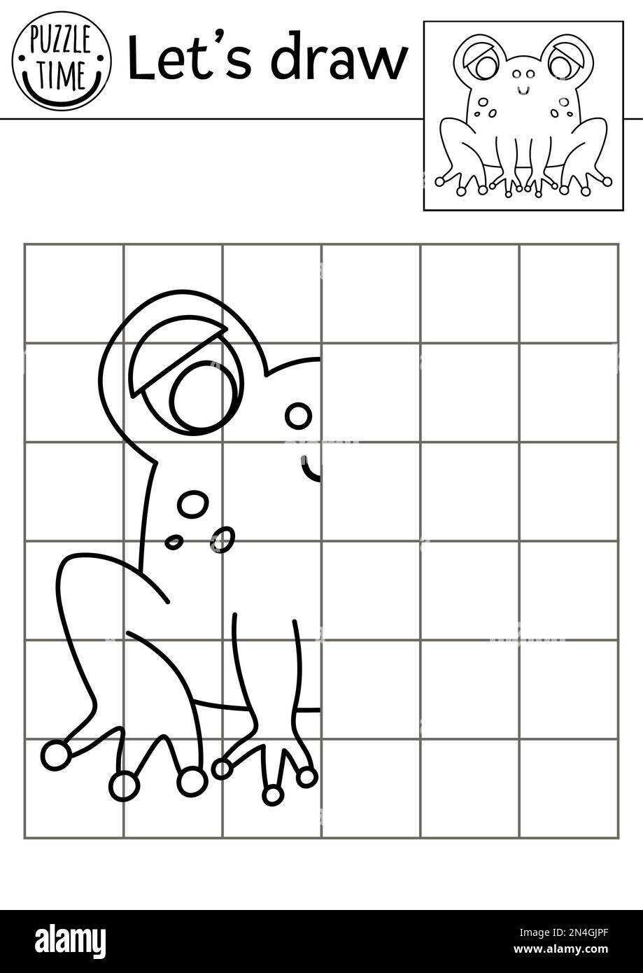 Complete the frog picture. Vector forest drawing practice worksheet ...